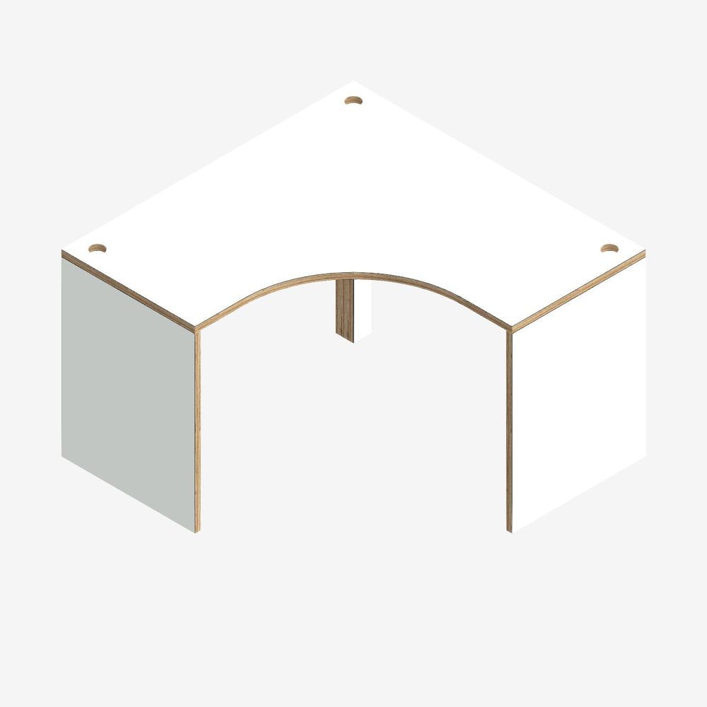 Custom Plywood Corner Desk with Solid Sides in Laminated Plywood White