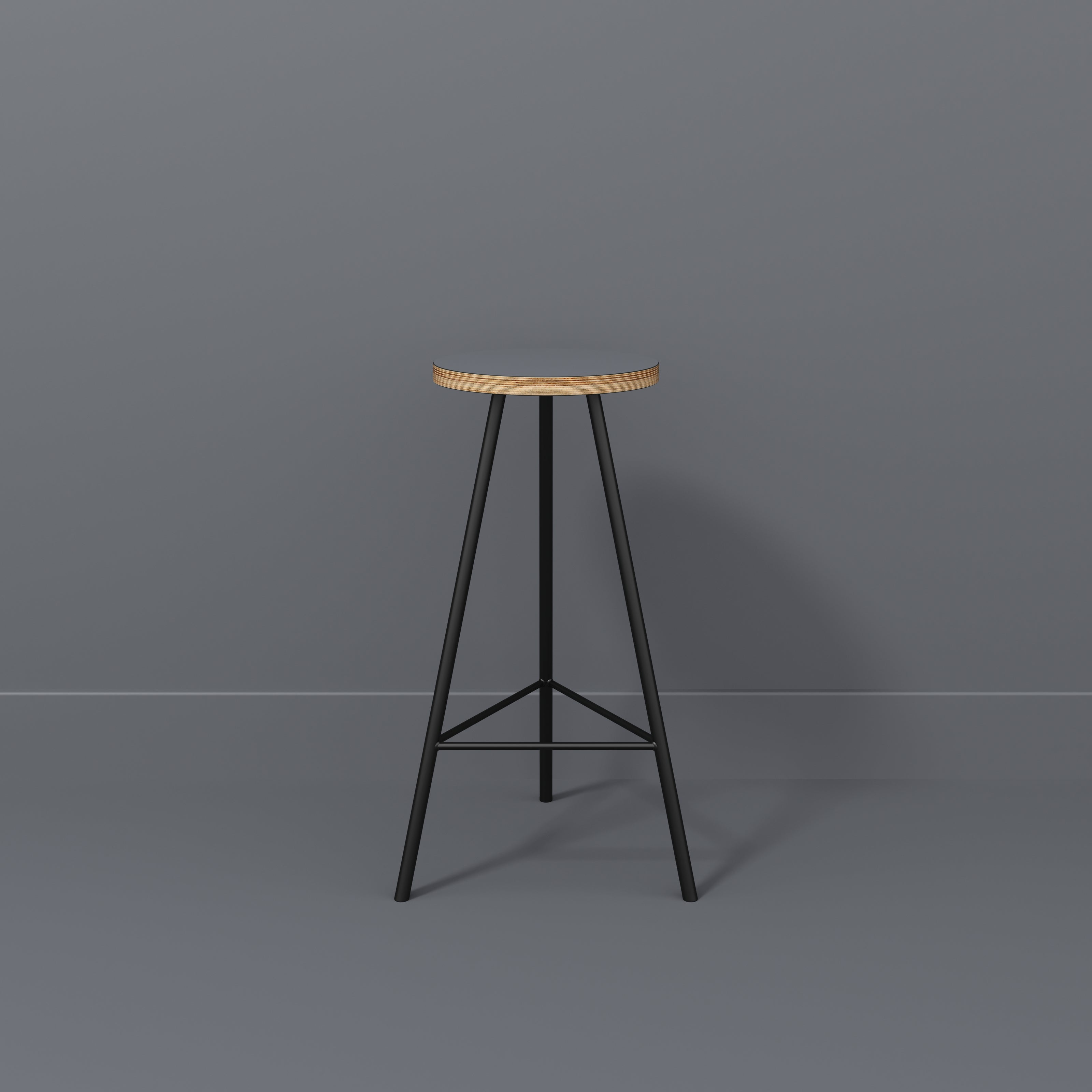 Plywood Bar Stool with Black Nord Base - Formica Tornado Grey