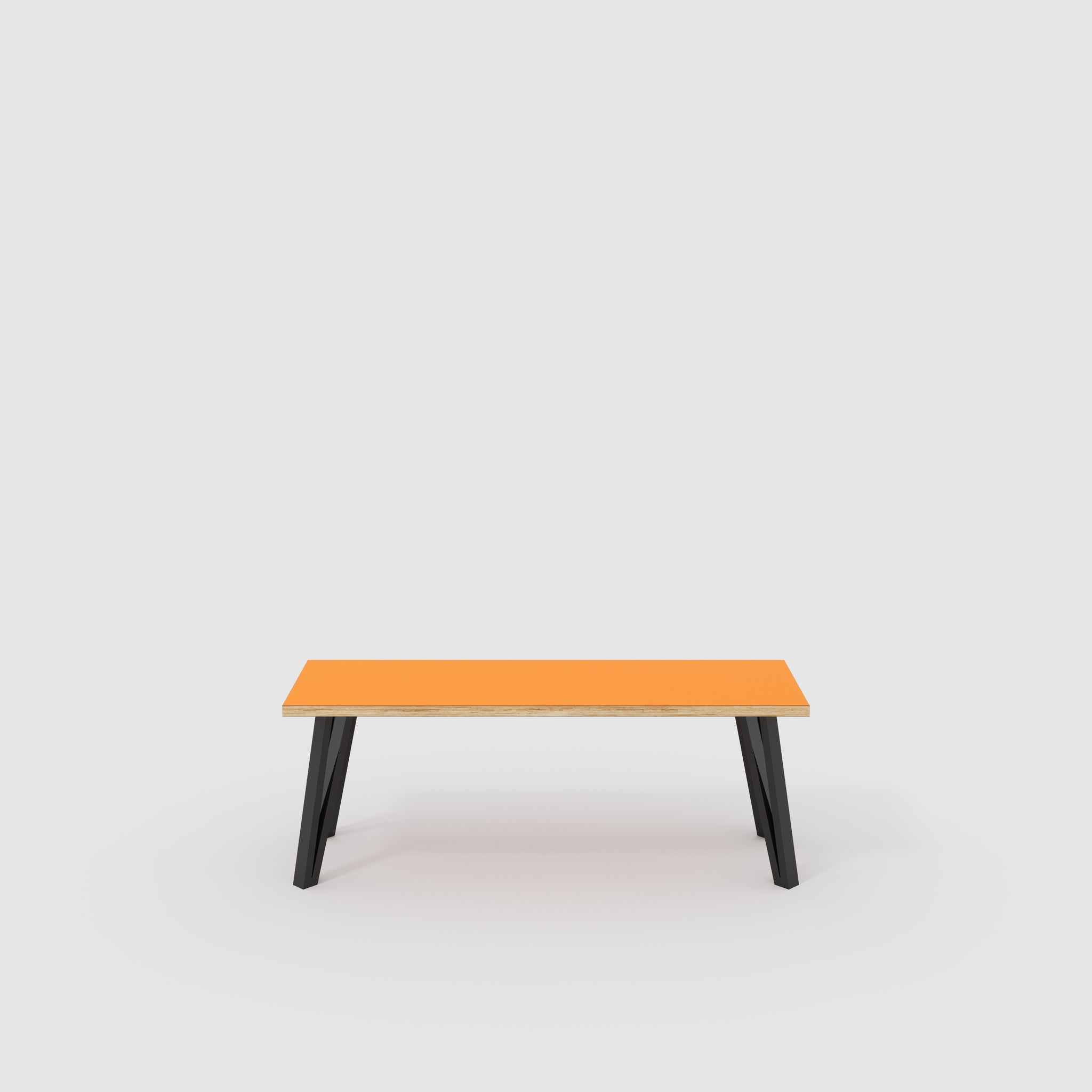 Plywood Bench Seat with Black Box Hairpin Legs - Formica Levante Orang