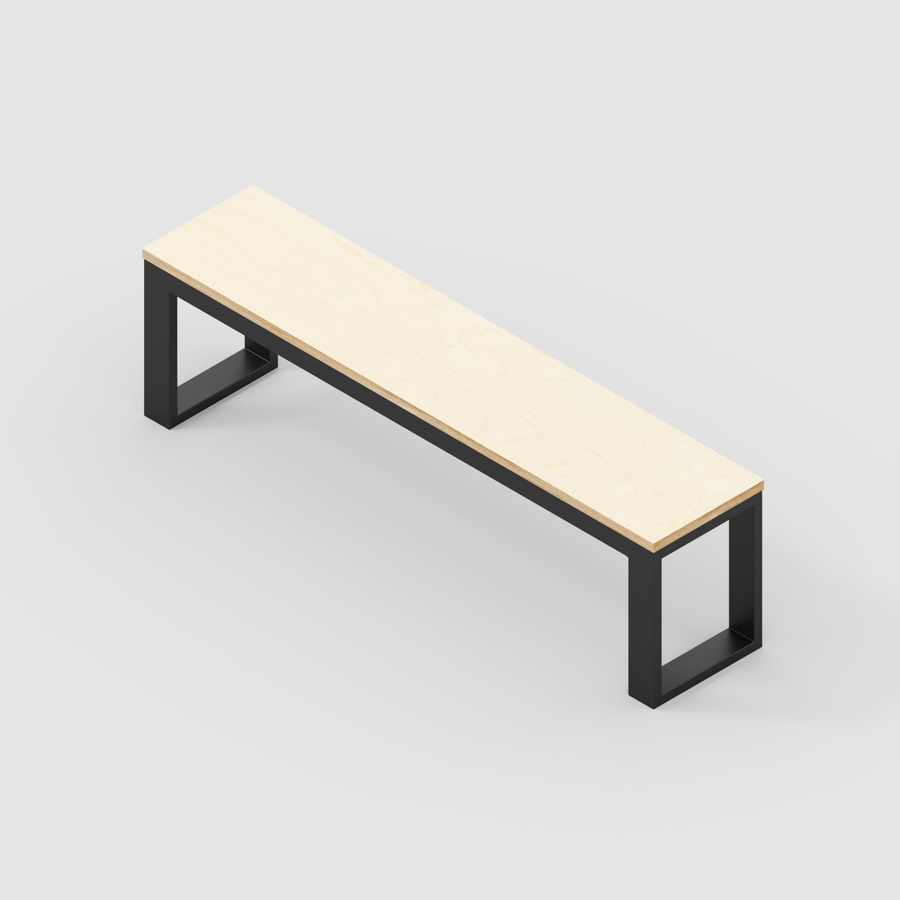 Plywood Bench Seat with Black Industrial Frame - Plywood Birch - 1500(