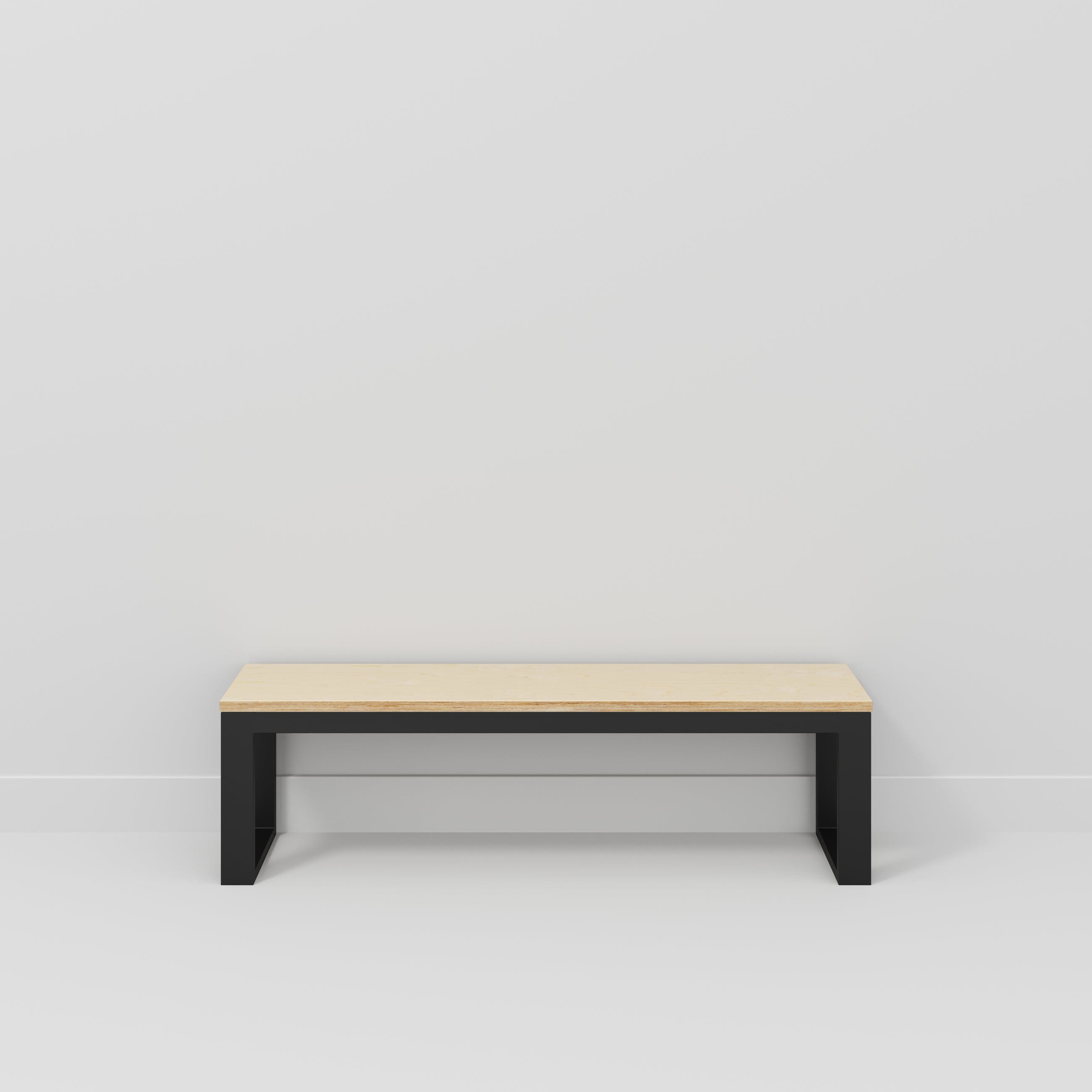 Plywood Bench Seat with Black Industrial Frame - Plywood Birch - 1500(
