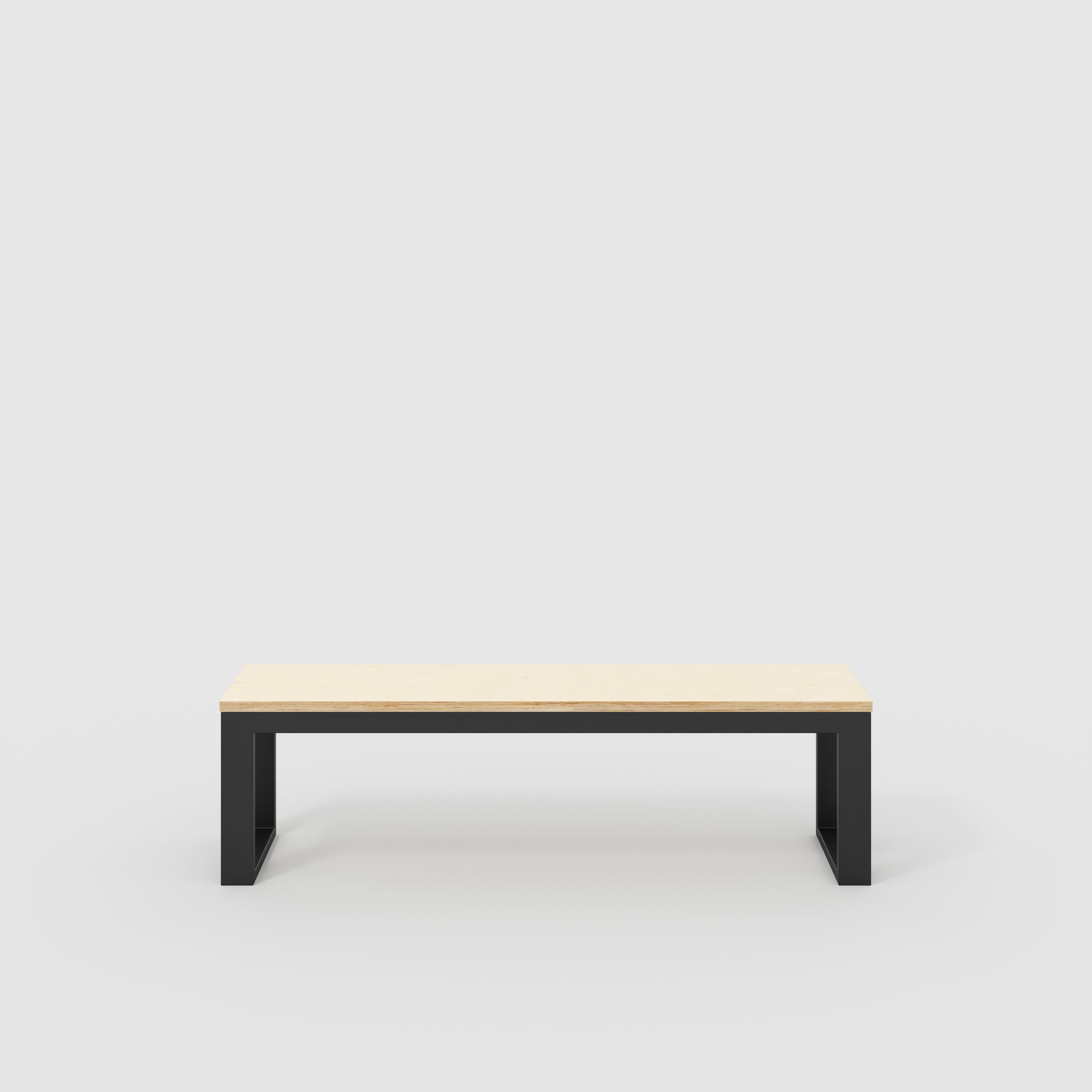 Plywood Bench Seat with Black Industrial Frame - Plywood Birch - 1500(