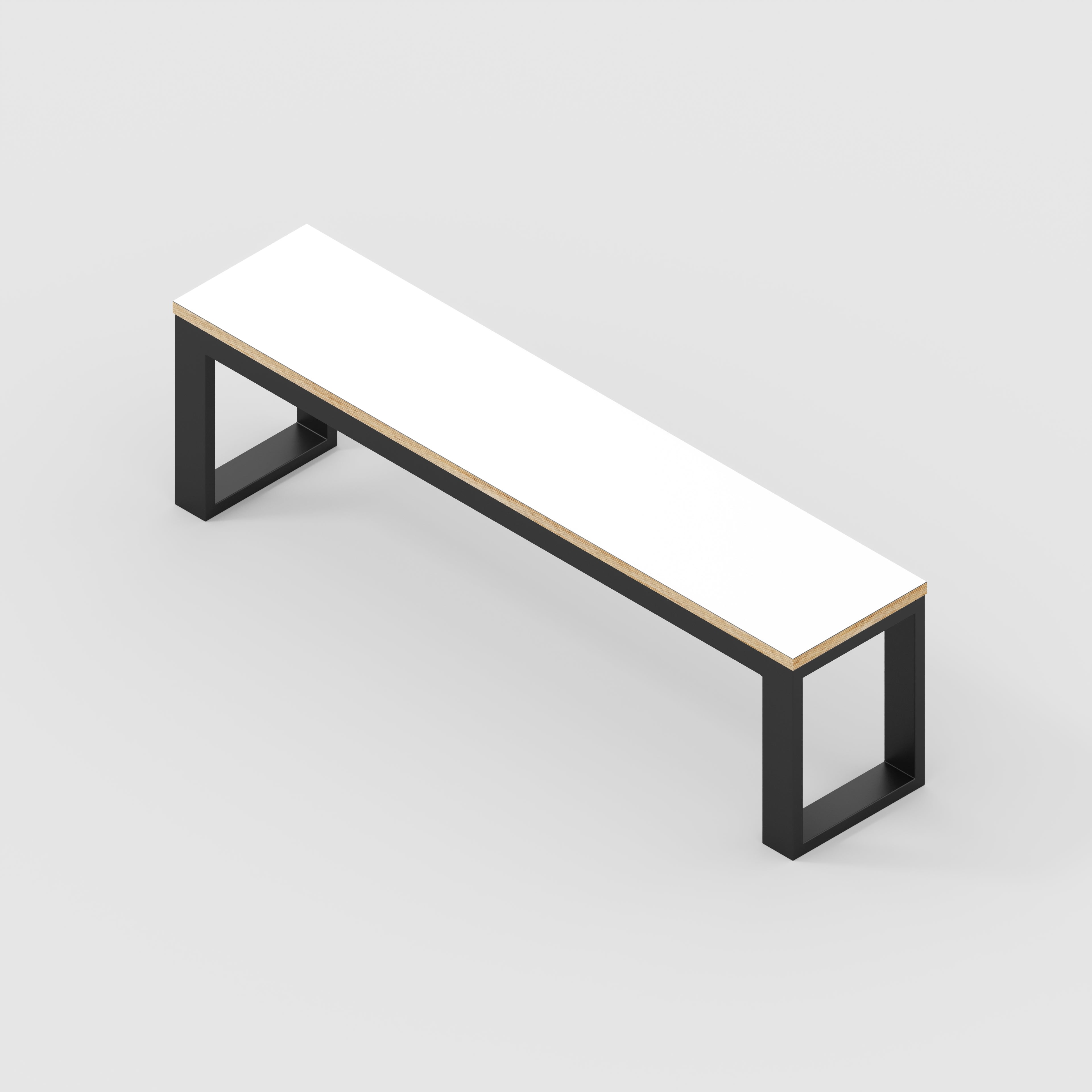 Bench Seat with Black Industrial Frame - Formica White - 1500(w) x 325 ...