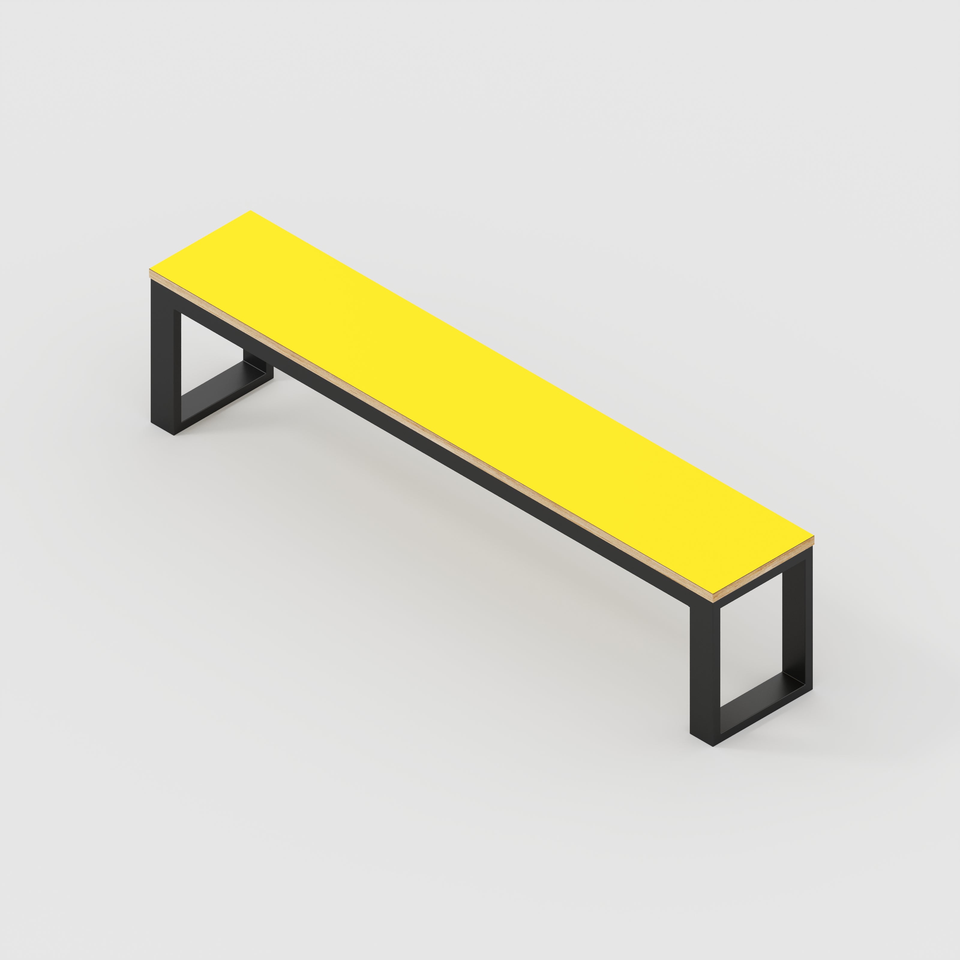 Plywood Bench Seat with Black Industrial Frame - Formica Chrome Yellow