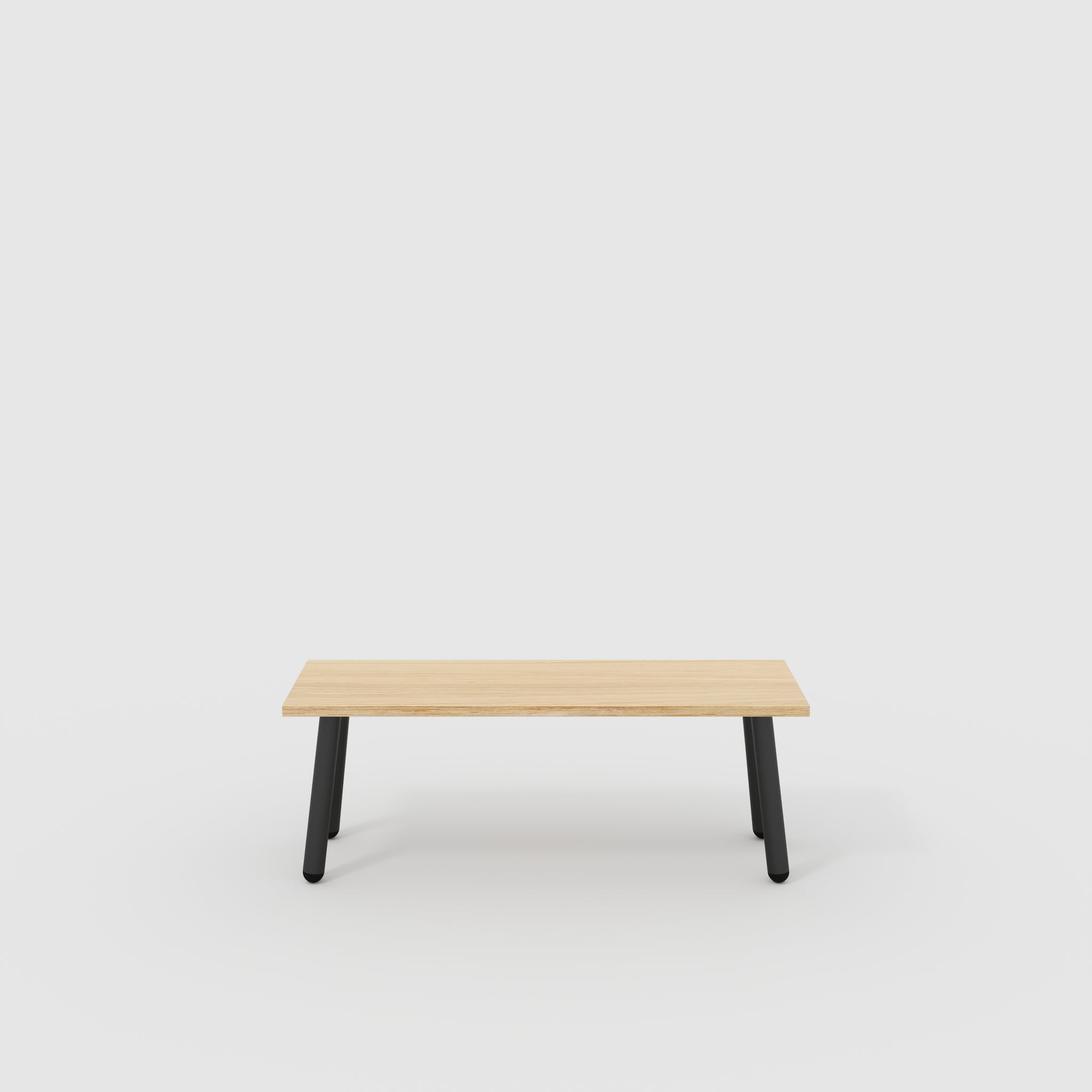 Plywood Bench Seat with Black Round Single Pin Legs - Plywood Oak - 12