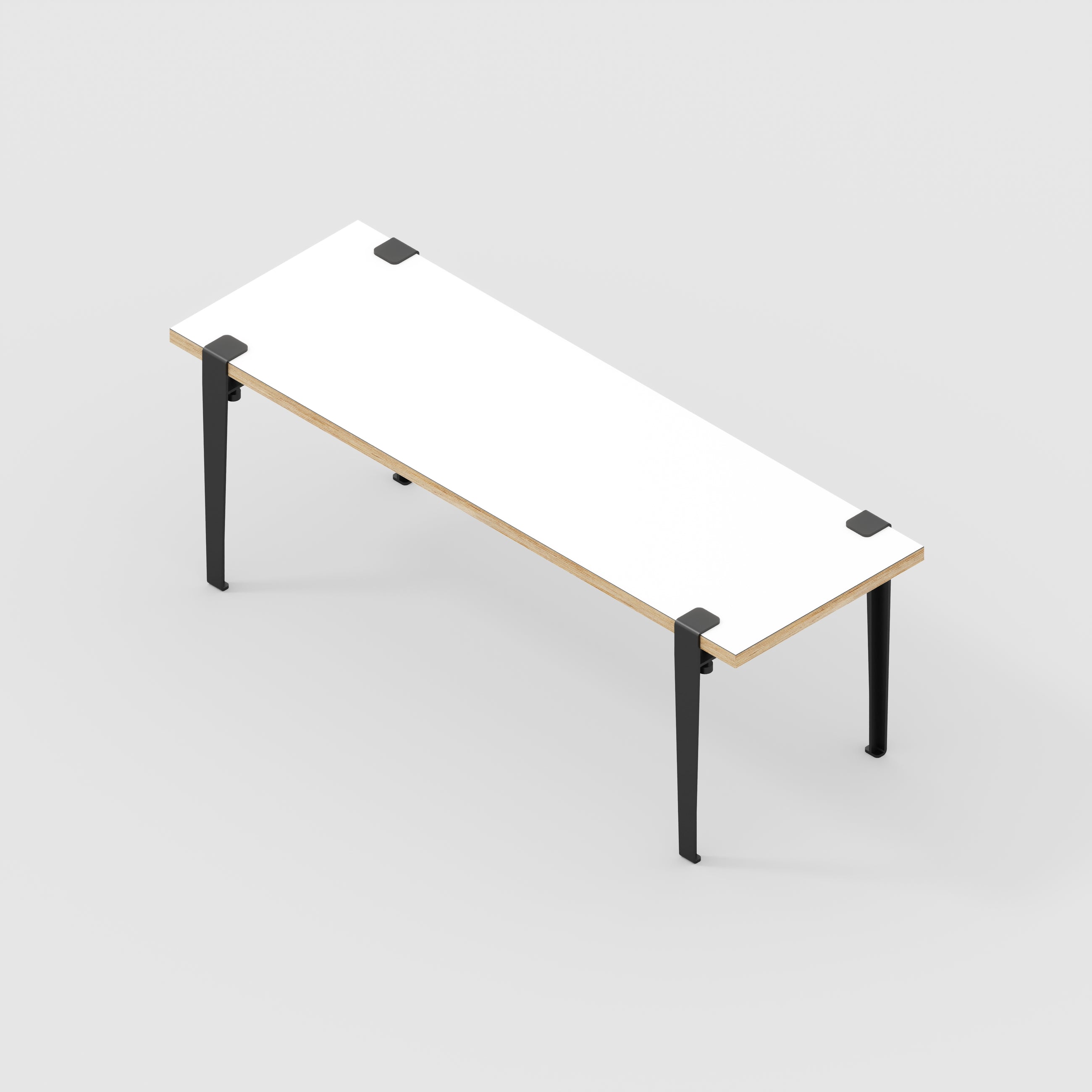 Plywood Bench Seat with Black Tiptoe Legs - Formica White - 1200(w) x