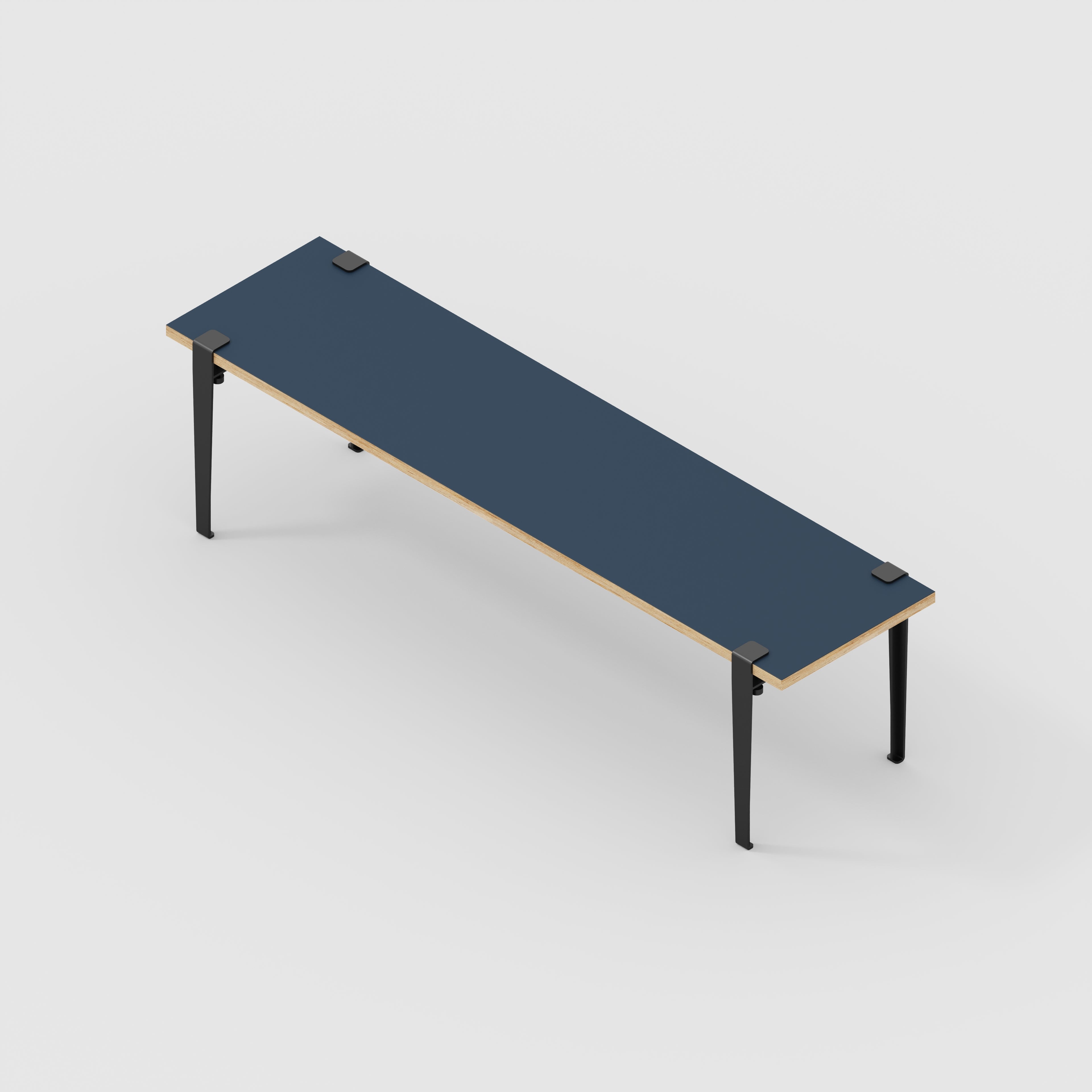 Bench Seat with Black Tiptoe Legs - Formica Night Sea Blue - 1600(w) x ...