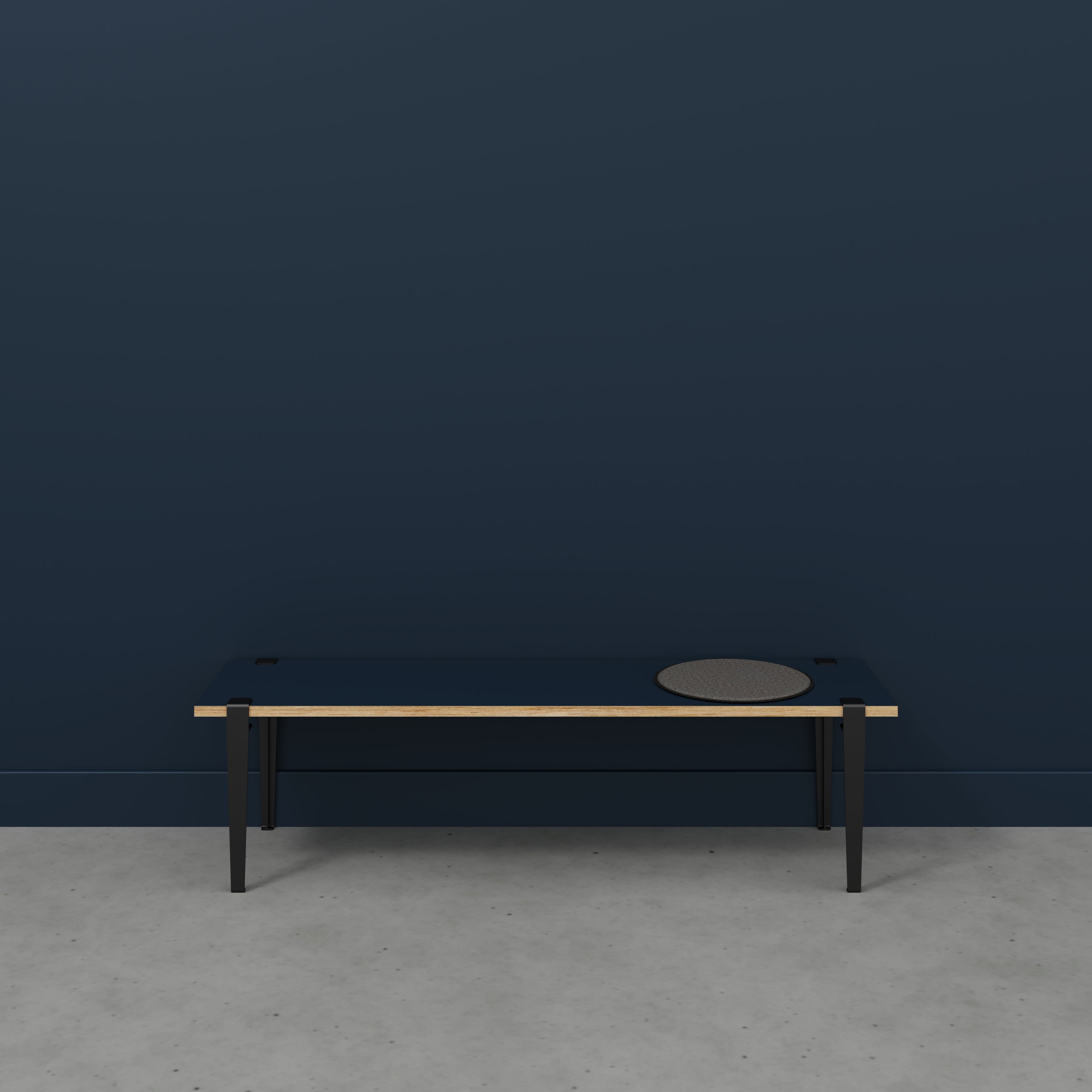 Plywood Bench Seat with Black Tiptoe Legs - Formica Night Sea Blue - 1