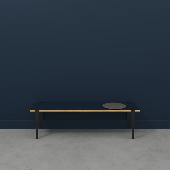 Plywood Bench Seat with Black Tiptoe Legs - Formica Night Sea Blue - 1