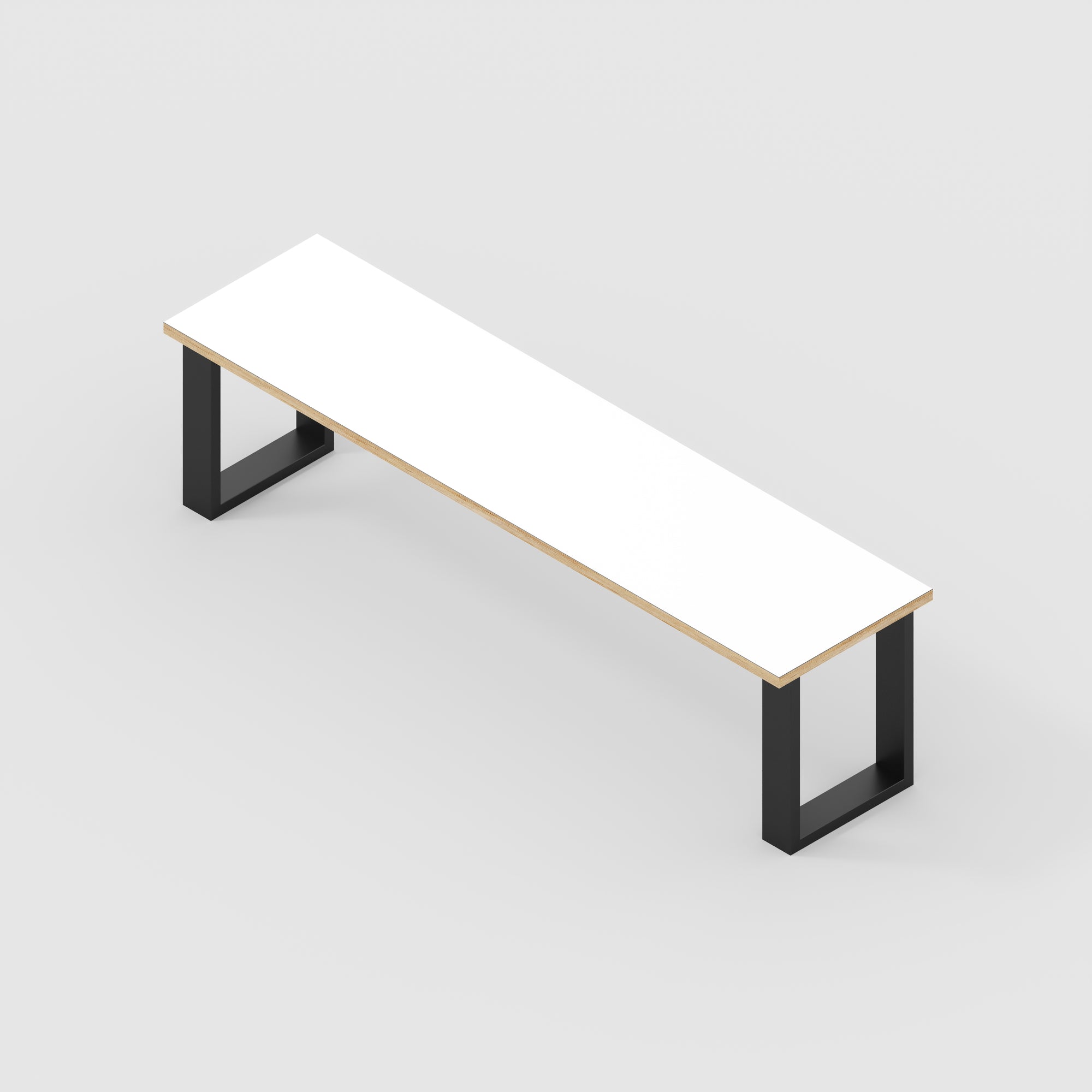 Bench Seat with Black Industrial Legs - Formica White - 1600(w) x 400(