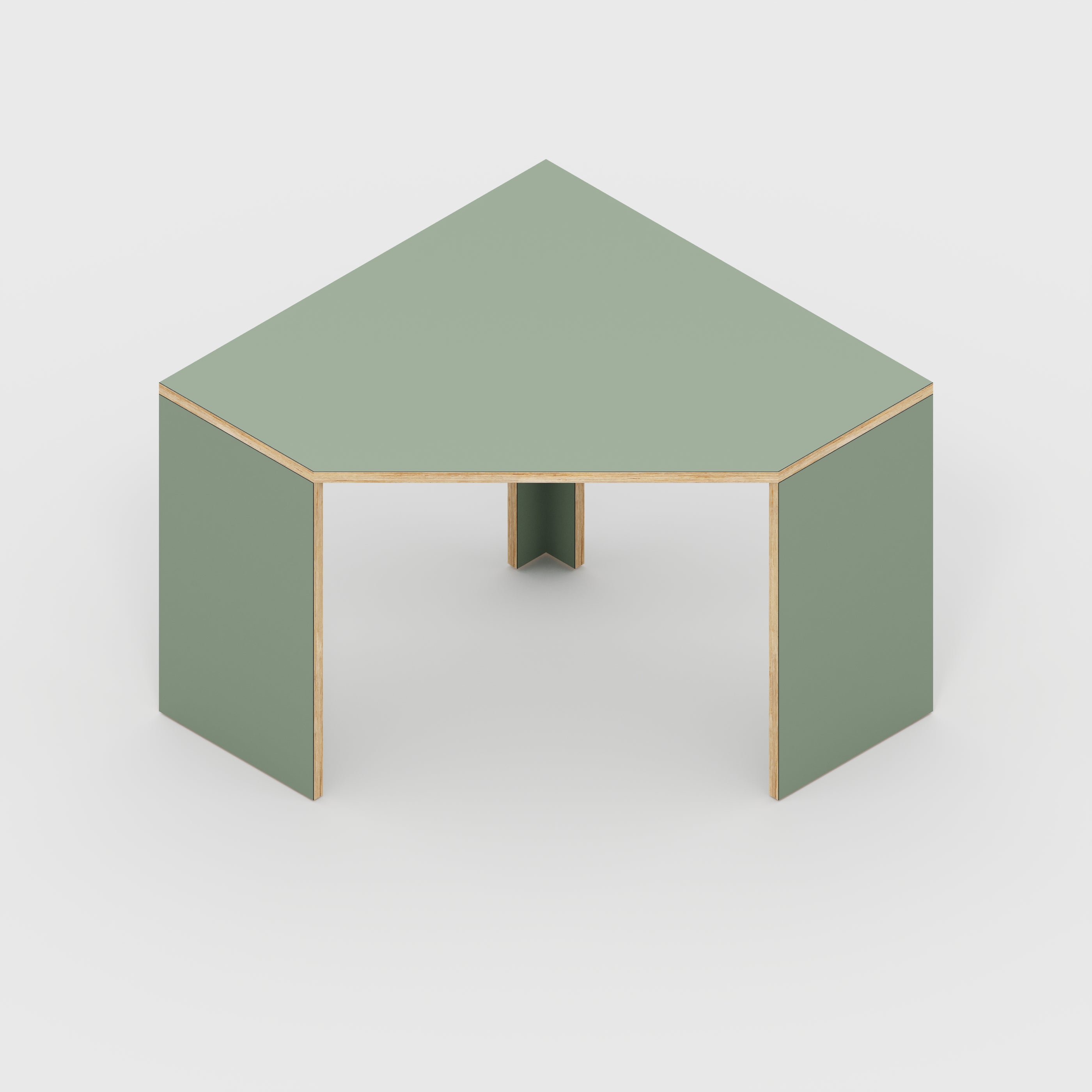 Plywood Corner Desk with Solid Sides - Formica Green Slate - 1000(w) x