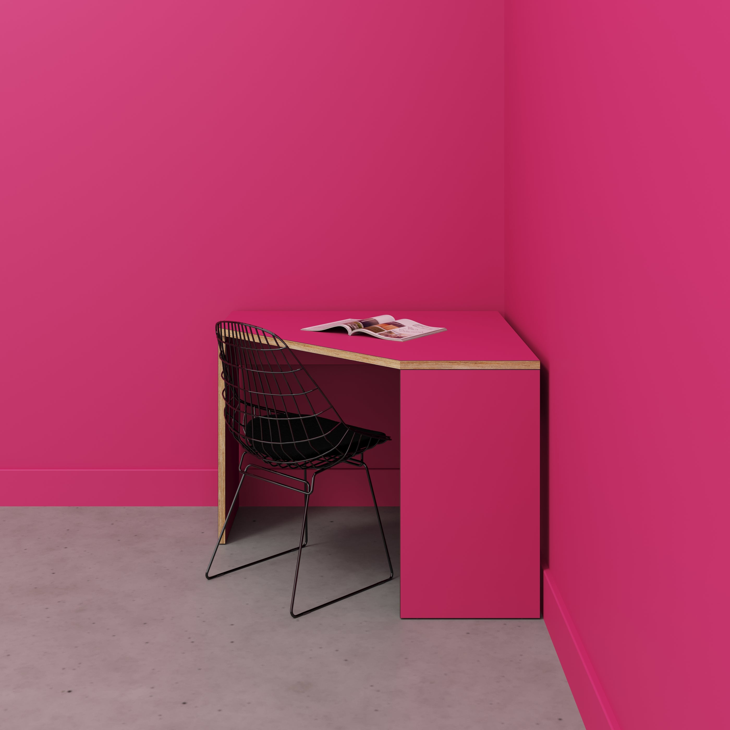 Corner Desk with Solid Sides - Formica Juicy Pink - 1000(w) x 1000(d)