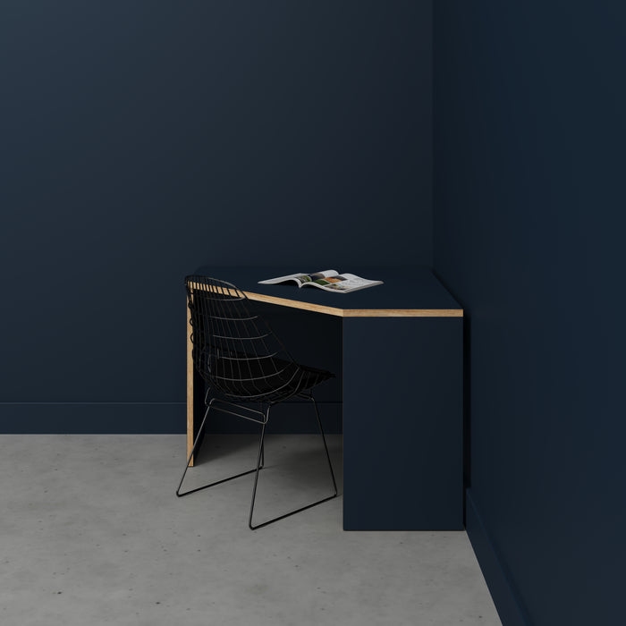 Plywood Corner Desk with Solid Sides - Formica Night Sea Blue - 1000(w