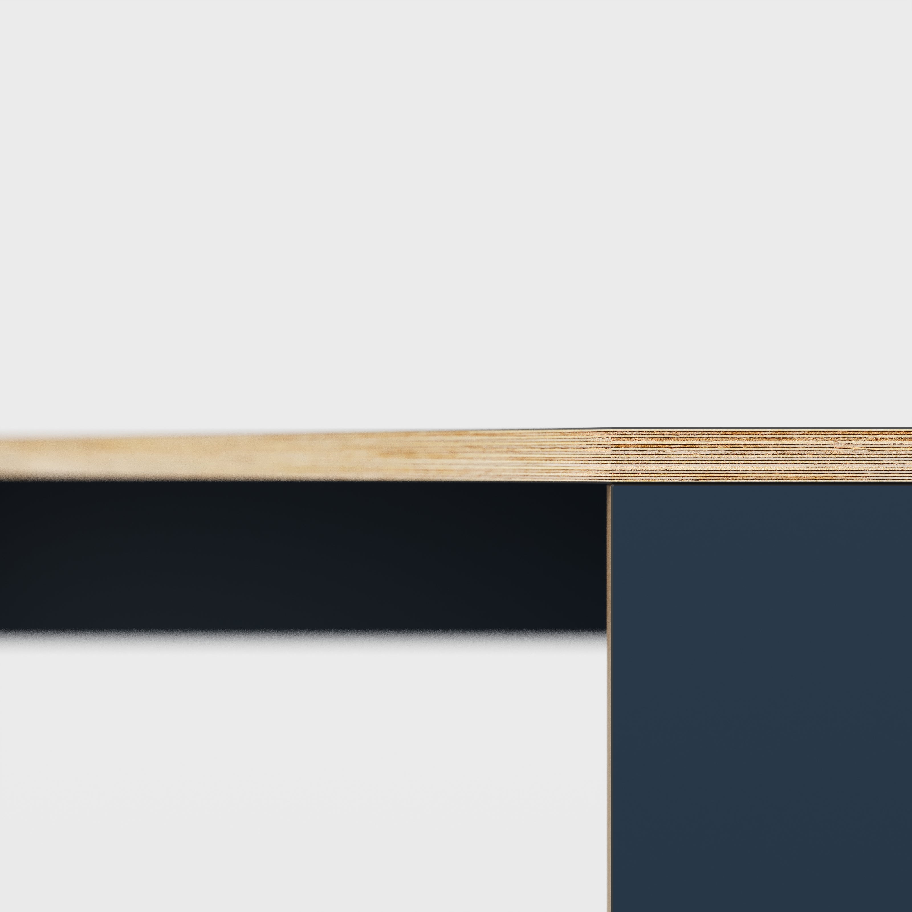 Plywood Corner Desk with Solid Sides - Formica Night Sea Blue - 1000(w