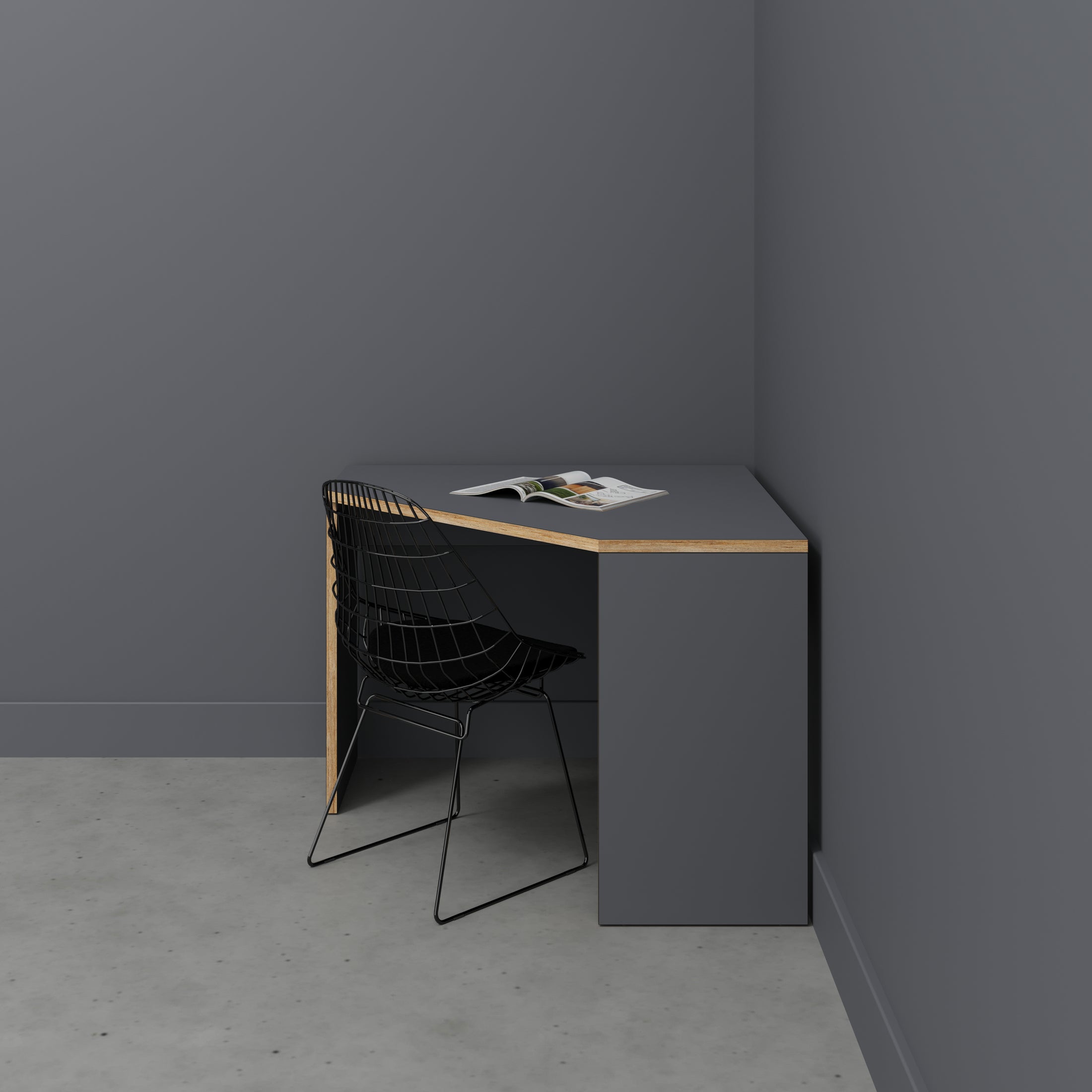 Plywood Corner Desk with Solid Sides - Formica Tornado Grey - 1000(w)