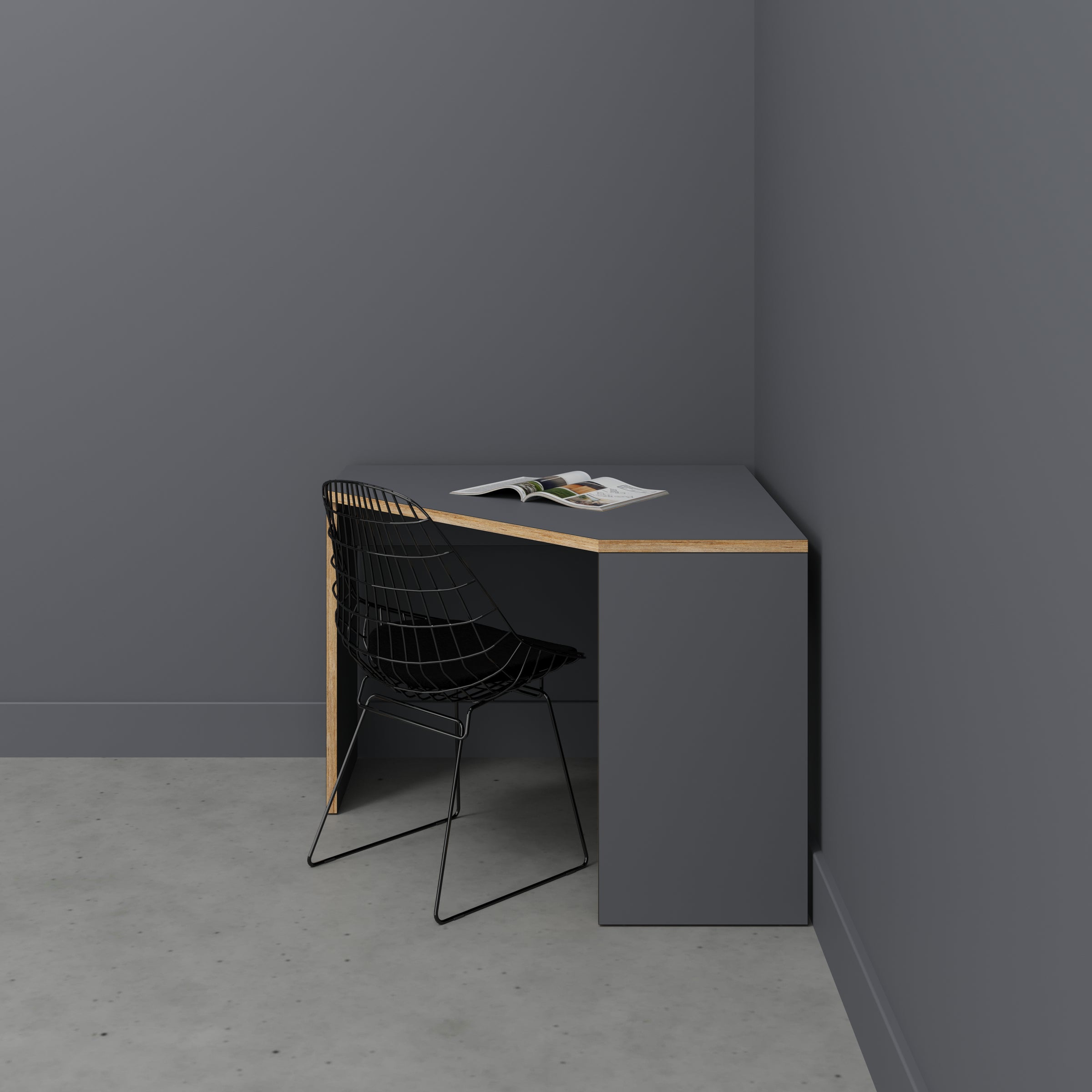 Plywood Corner Desk with Solid Sides - Formica Tornado Grey - 1000(w)