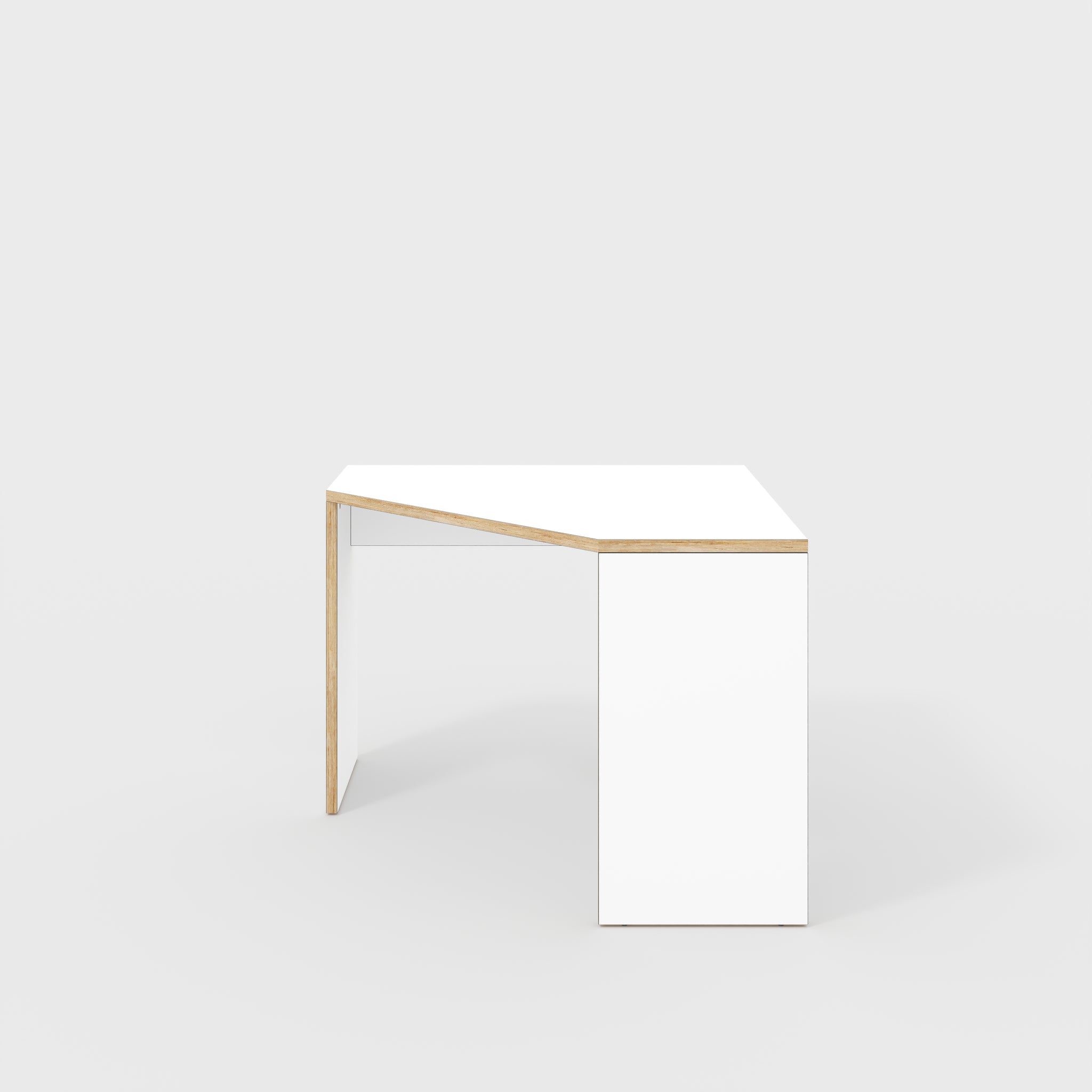 Plywood Corner Desk with Solid Sides - Formica White - 1000(w) x 1000(