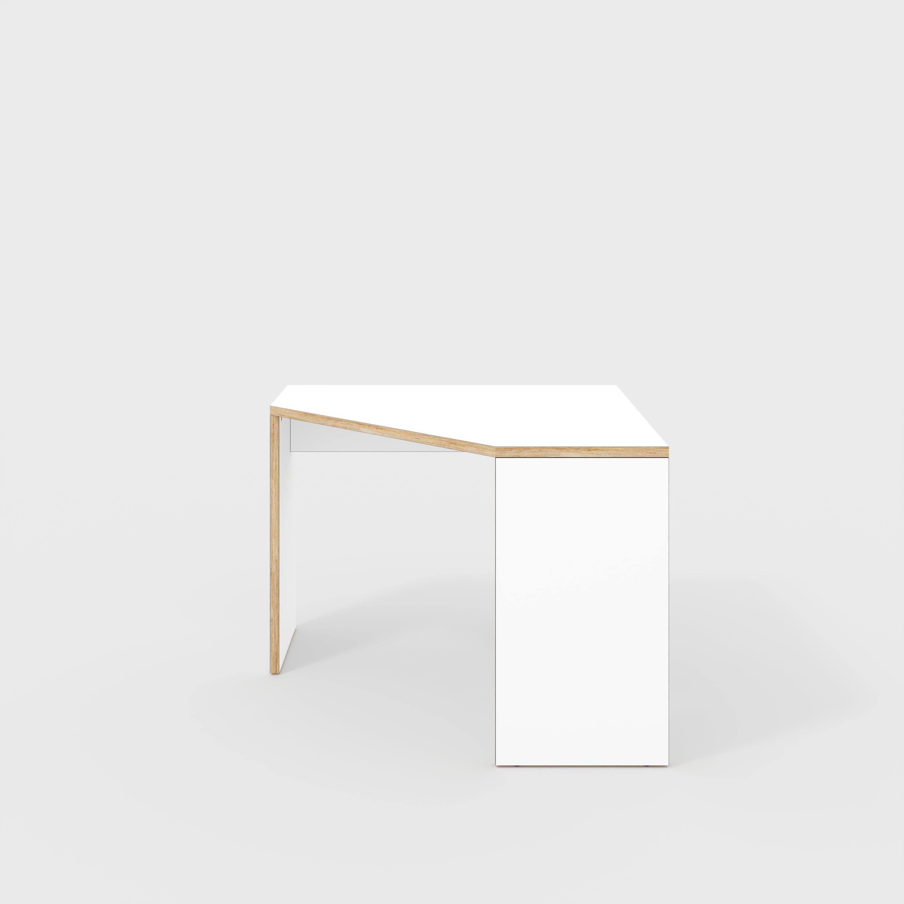 Plywood Corner Desk with Solid Sides - Formica White - 1000(w) x 1000(