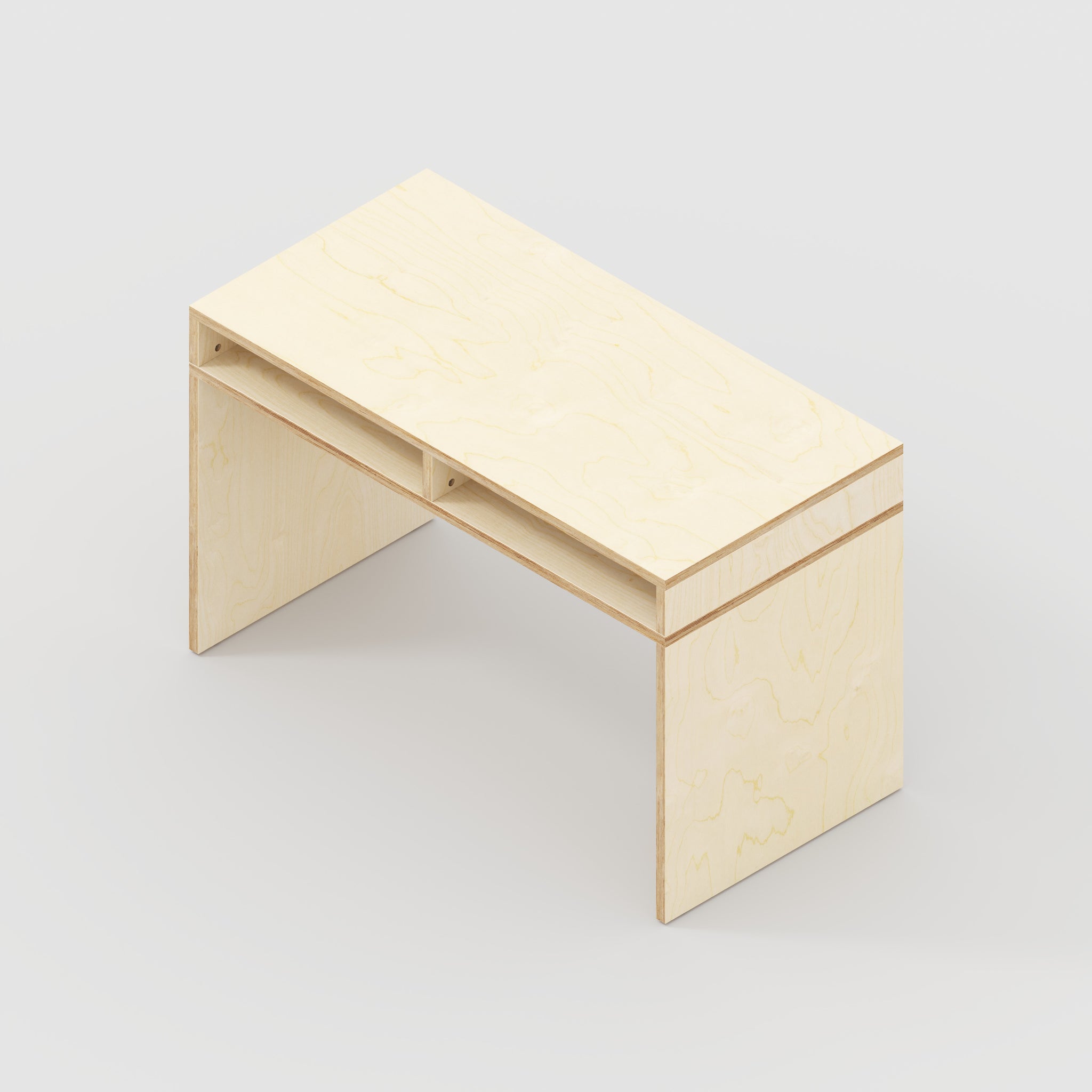 Custom Plywood Desk with Solid Sides and Storage