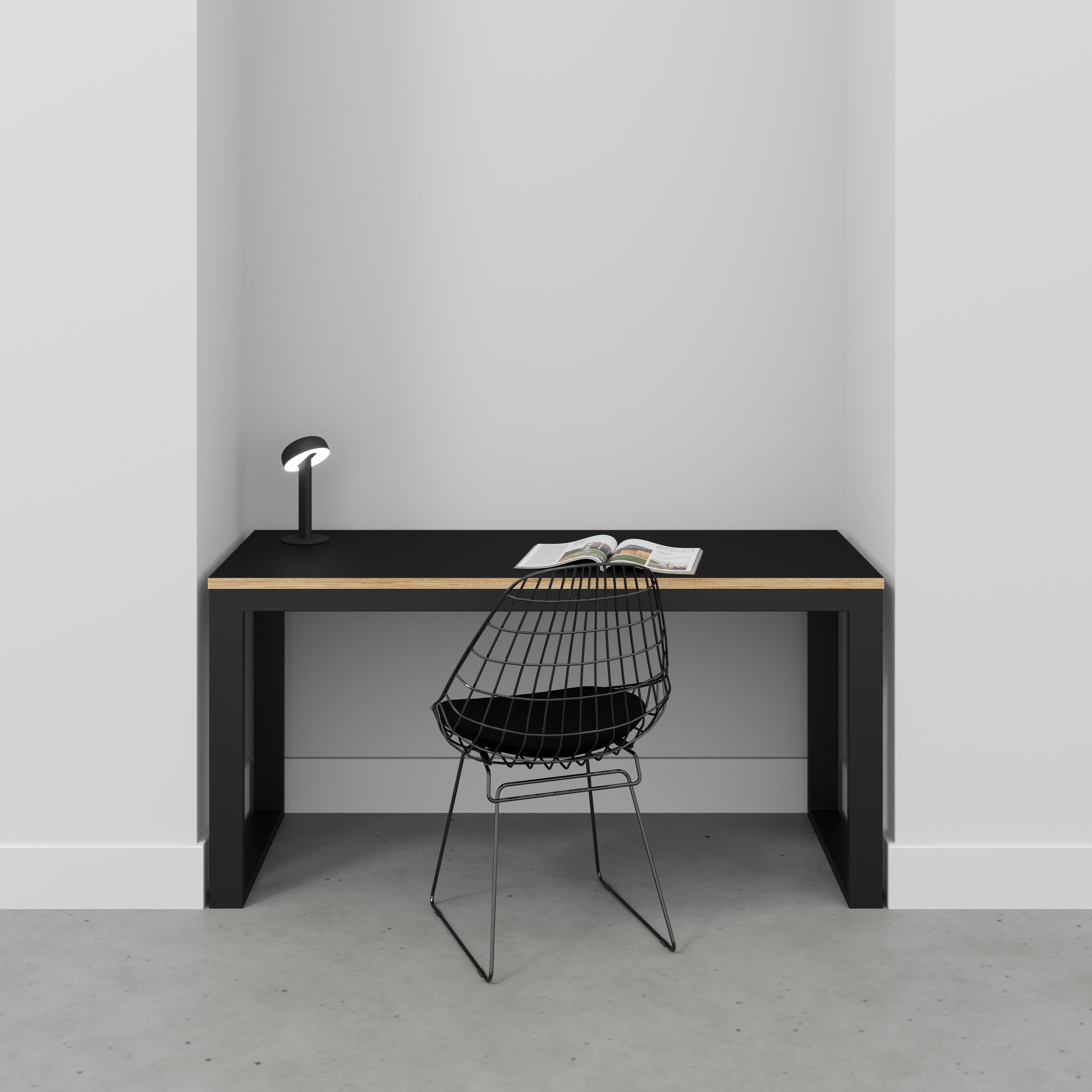Desk with Black Industrial Frame - Formica Diamond Black - 1500(w) x 5 ...