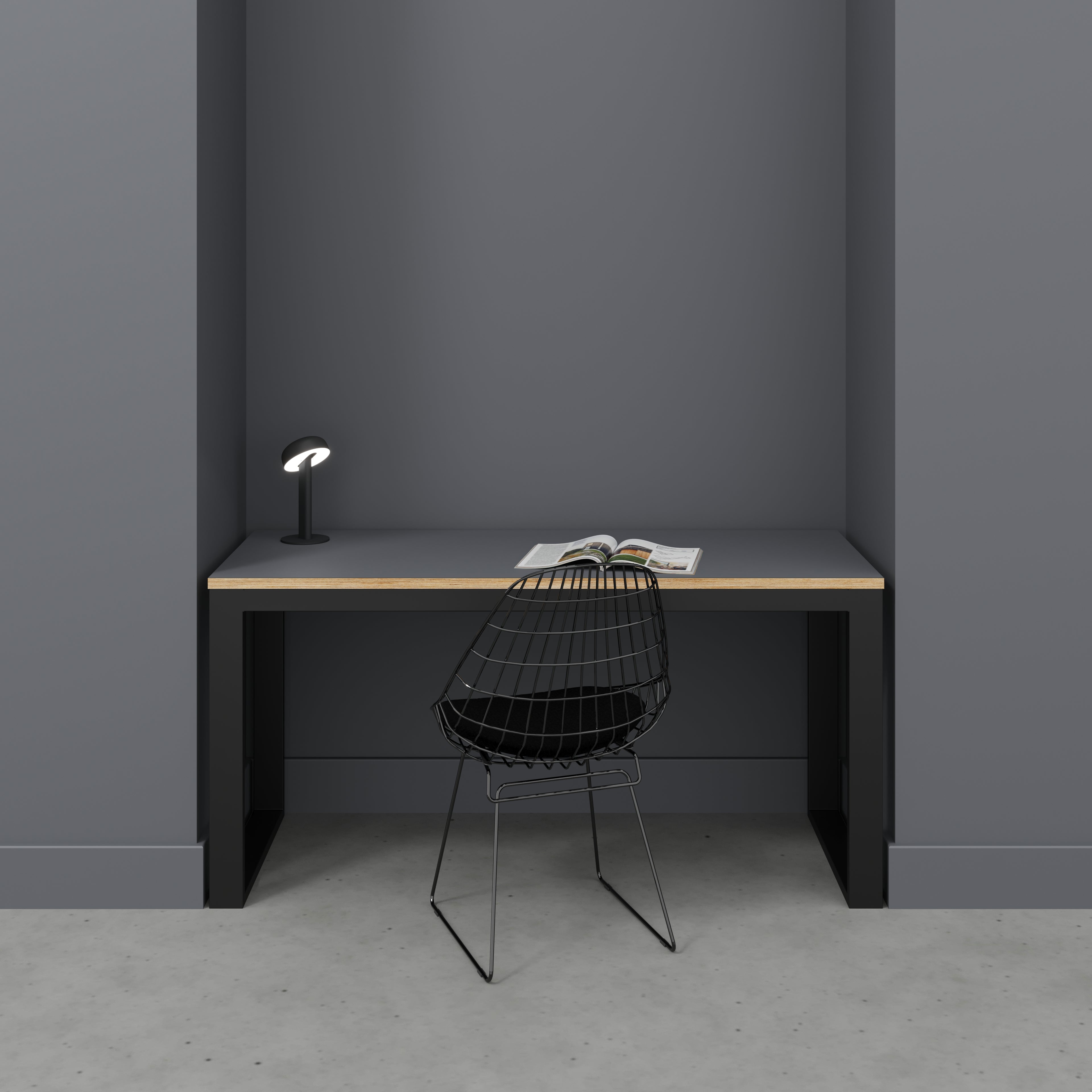 Desk with Black Industrial Frame - Formica Tornado Grey - 1500(w) x 58 ...