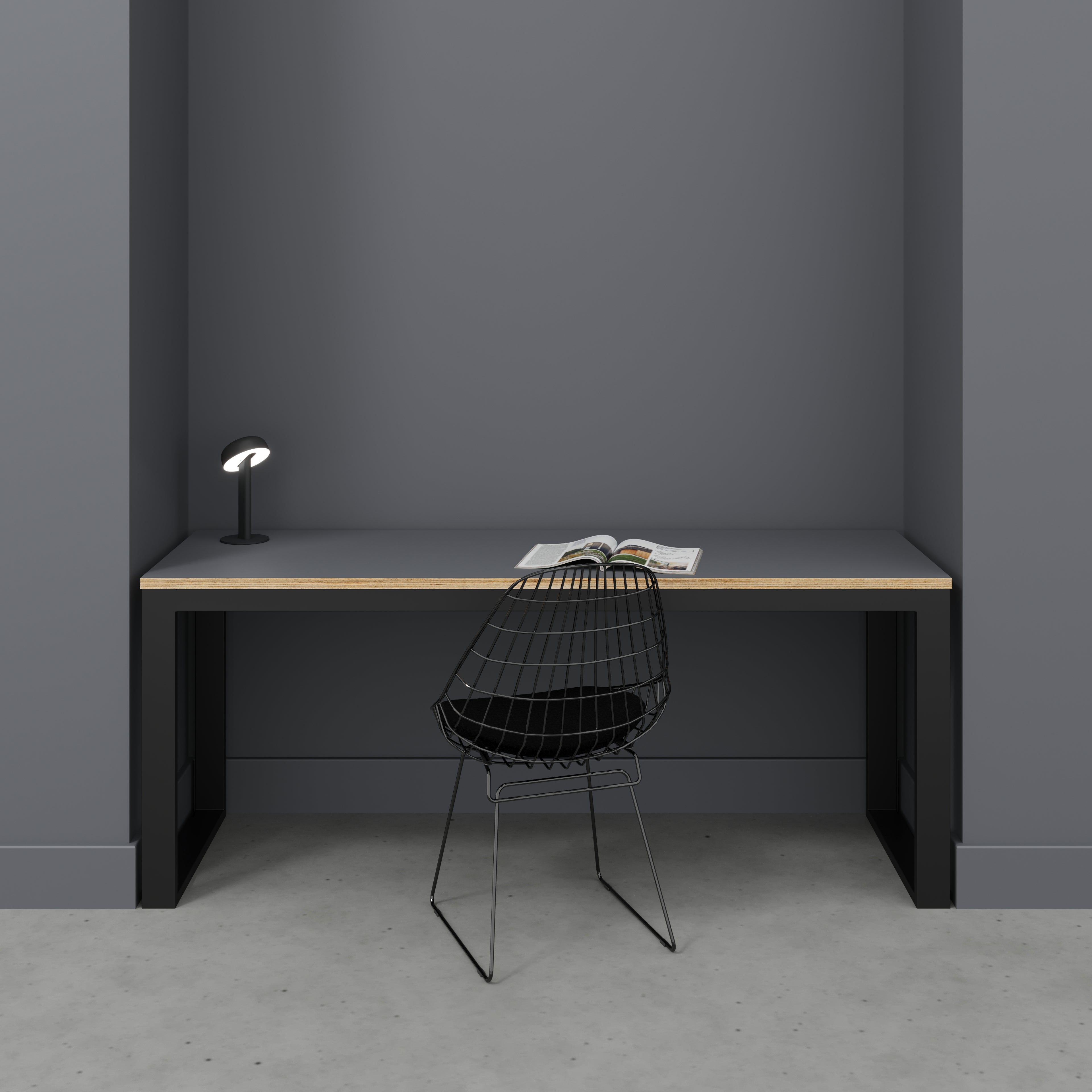 Desk with Black Industrial Frame - Formica Tornado Grey - 1800(w) x 58 ...