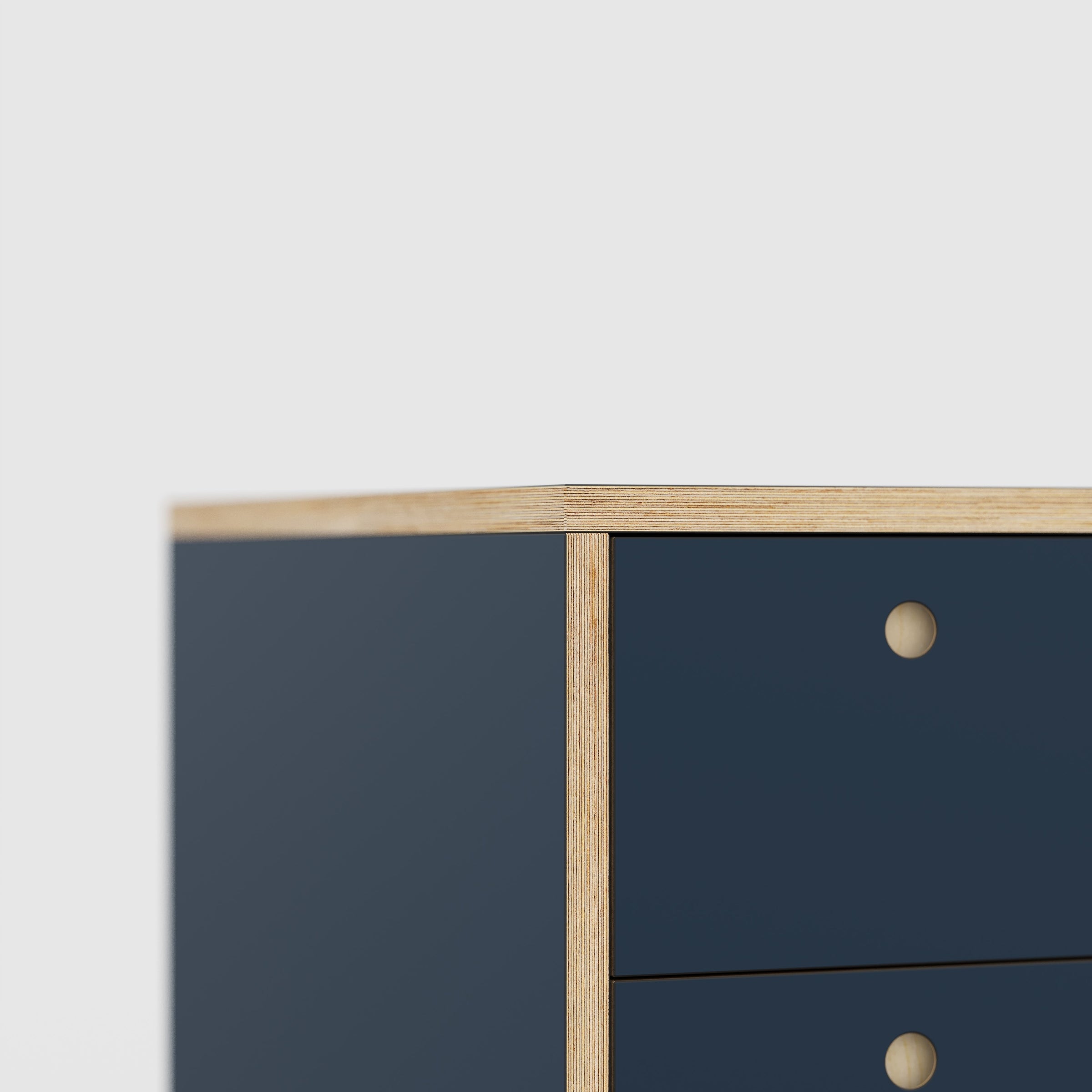 Plywood Desk with Storage Type 1 LH - Drawers - Formica Night Sea Blue