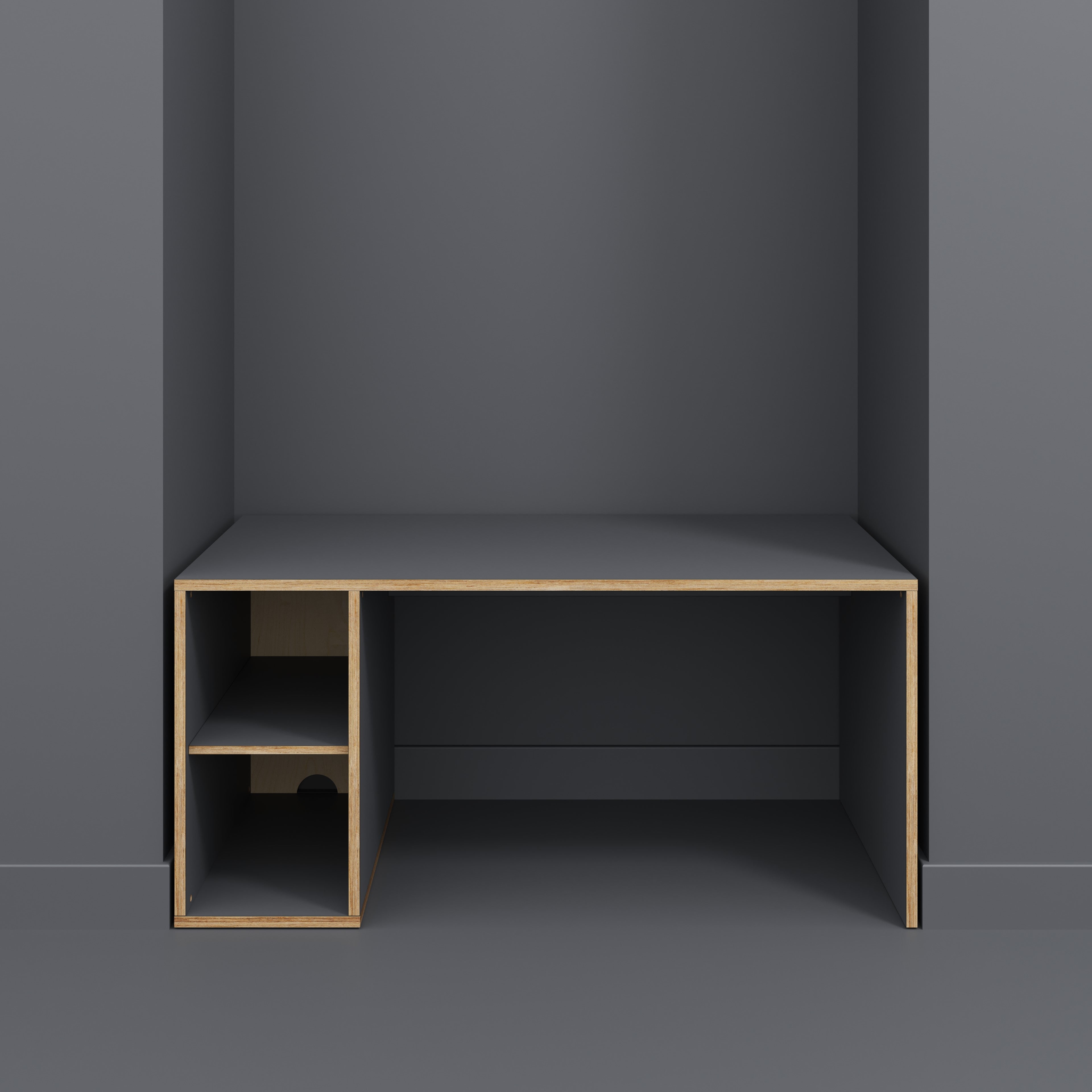 Desk with Storage Type 1 LH - Open Shelves - Formica Tornado Grey - 16 ...