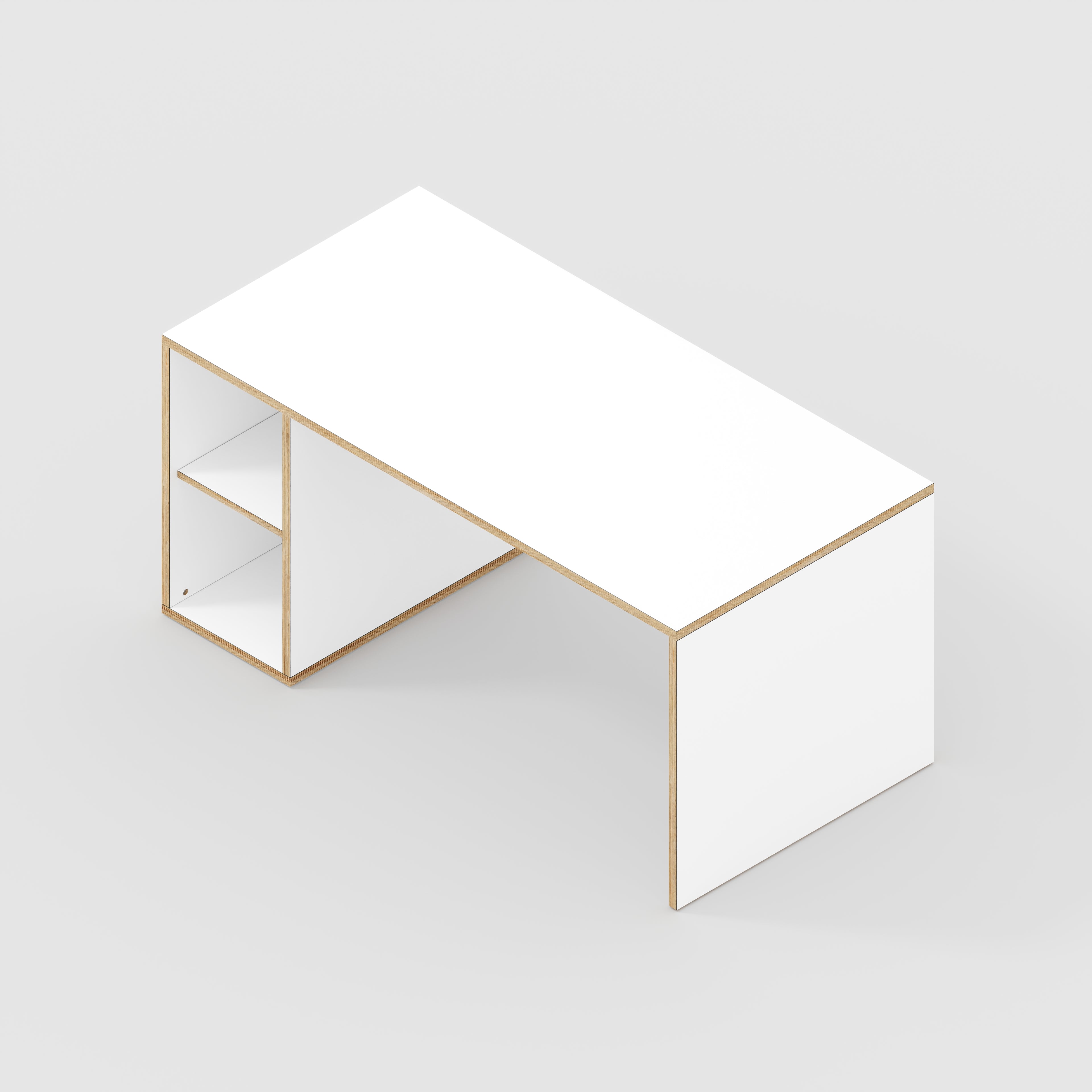 Desk with Storage Type 1 LH - Open Shelves - Formica White - 1600(w) x ...