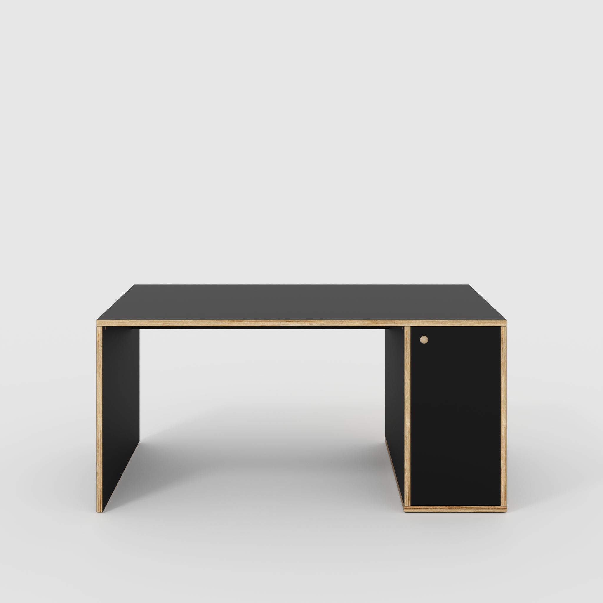 Plywood Desk with Storage Type 1 RH - Door - Formica Diamond Black - 1