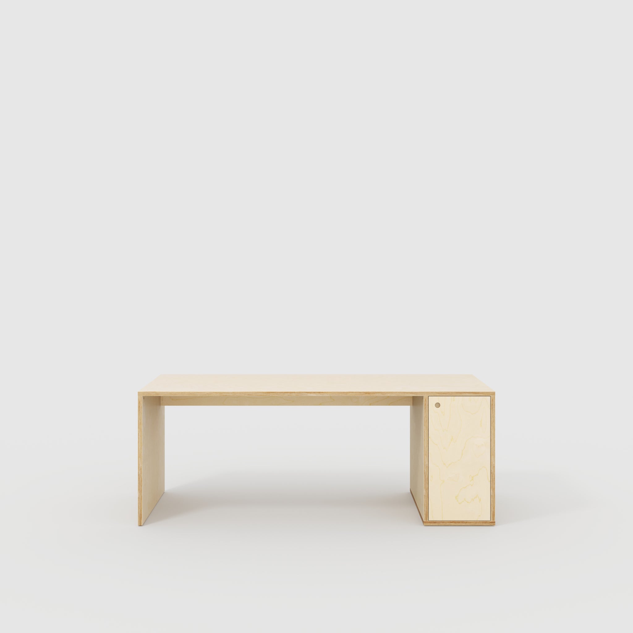 Plywood Desk with Storage Type 1 RH - Door - Plywood Birch - 2000(w) x