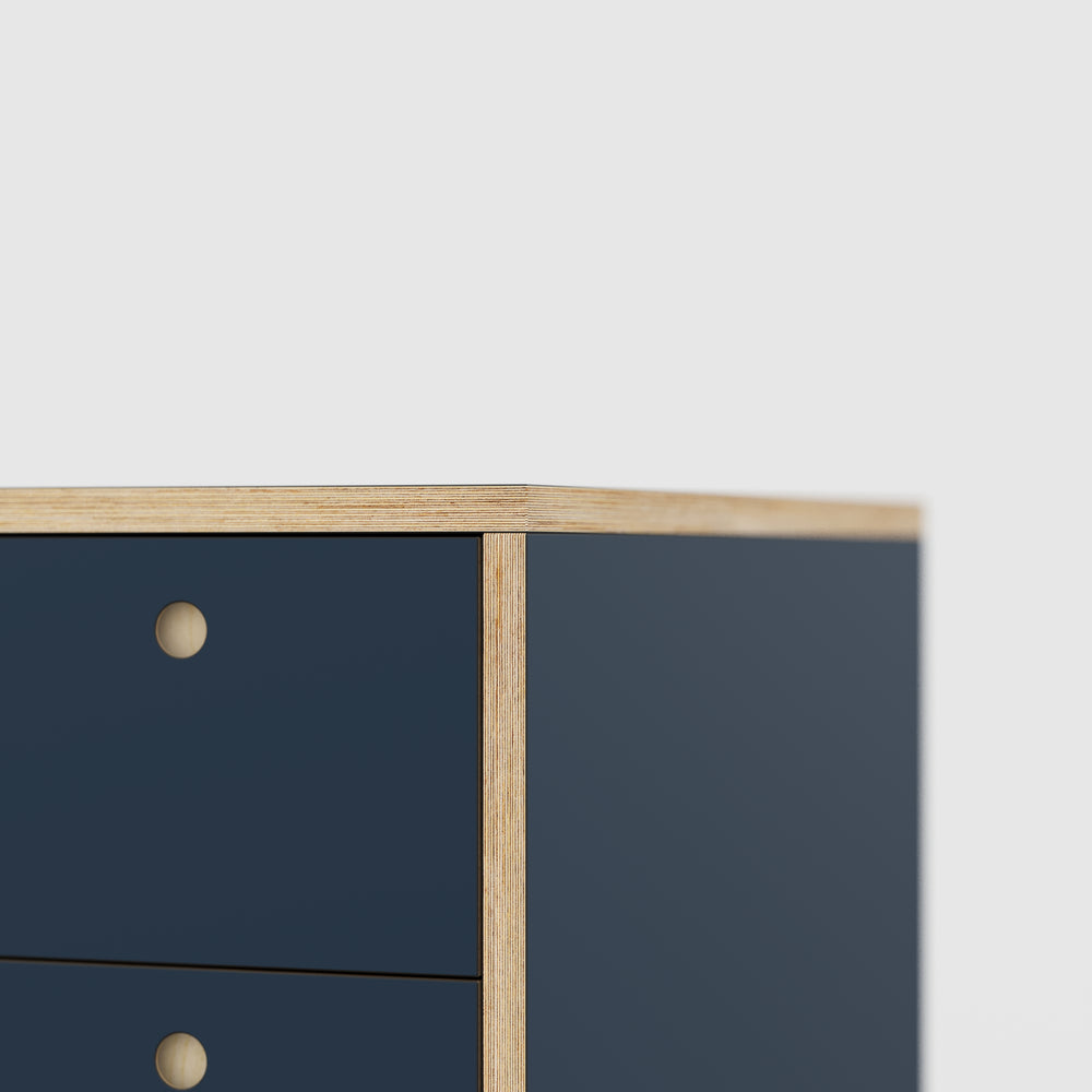 Plywood Desk with Storage Type 1 RH - Drawers - Formica Night Sea Blue