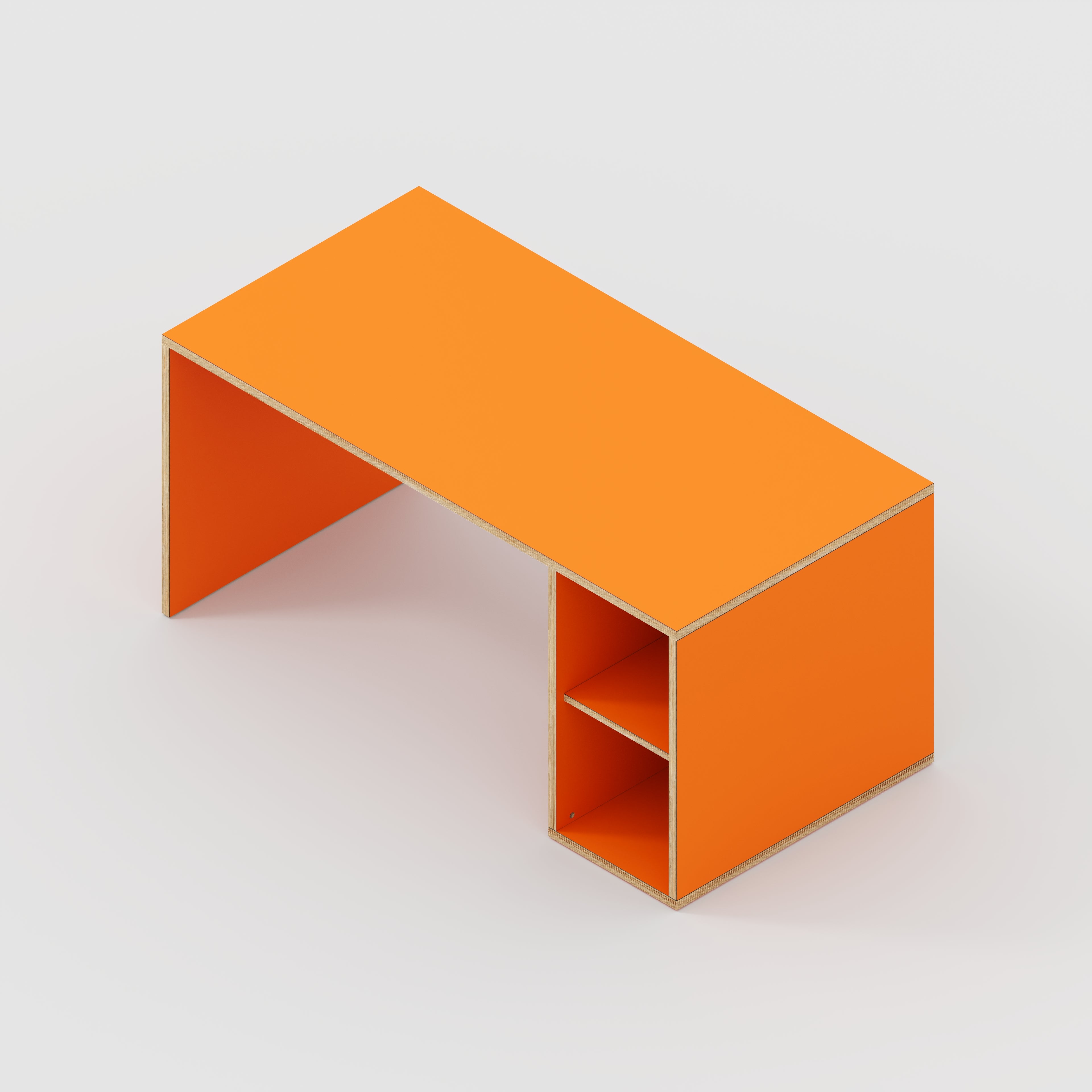 Desk with Storage Type 1 RH - Open Shelves - Formica Levante Orange ...
