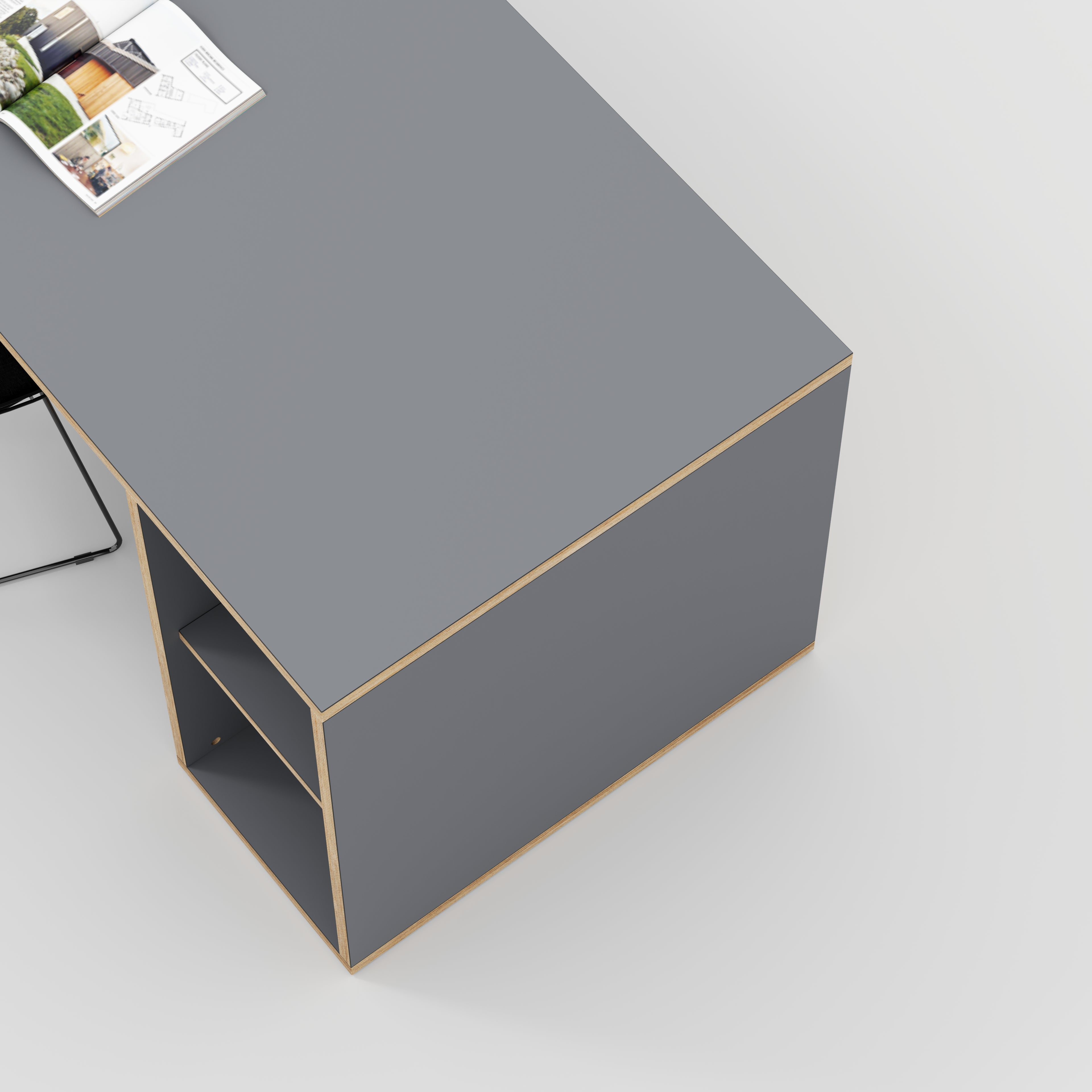 Desk with Storage Type 1 RH - Open Shelves - Formica Tornado Grey - 20 ...