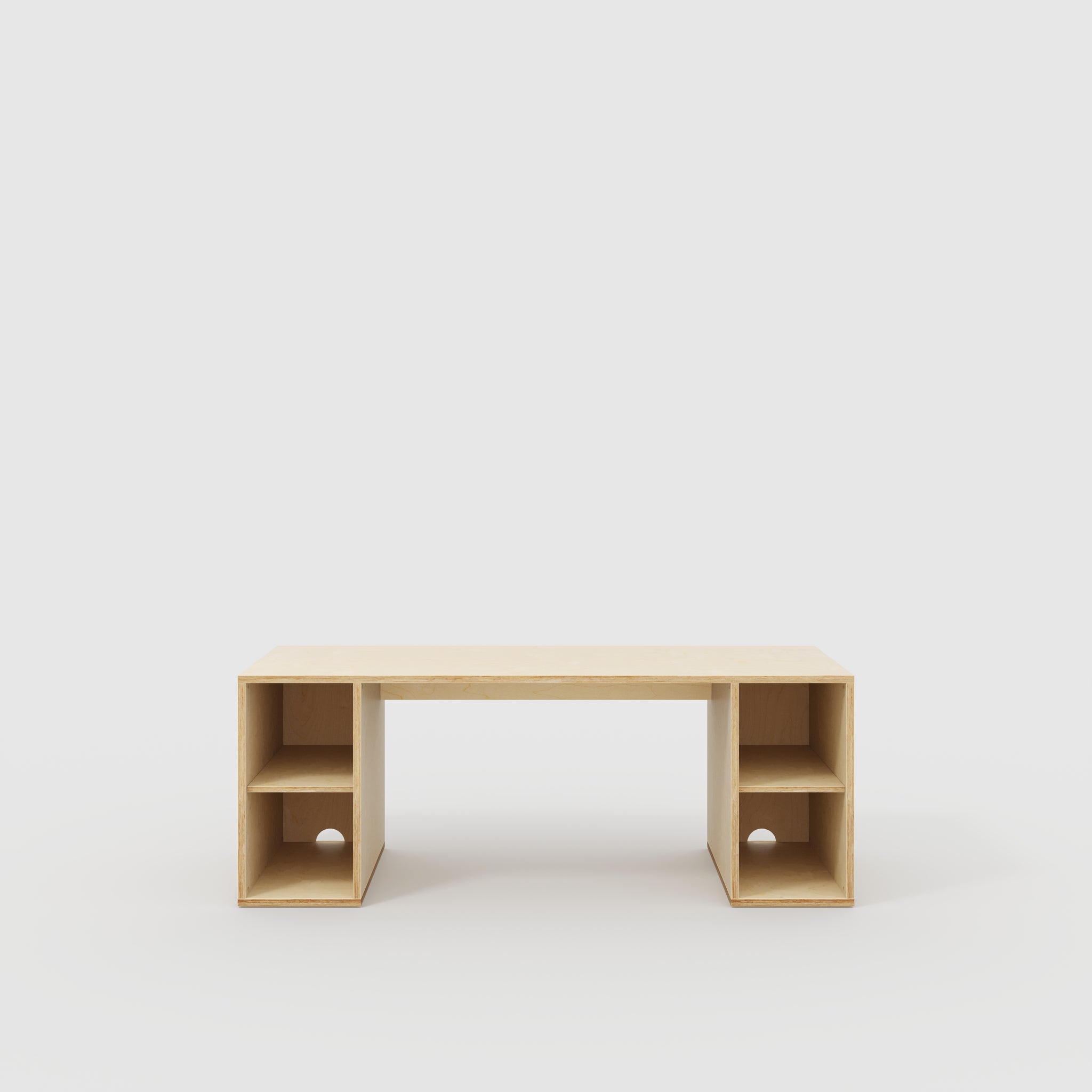 Plywood Desk with Storage Type 2 - Open Shelves - Plywood Birch - 2000
