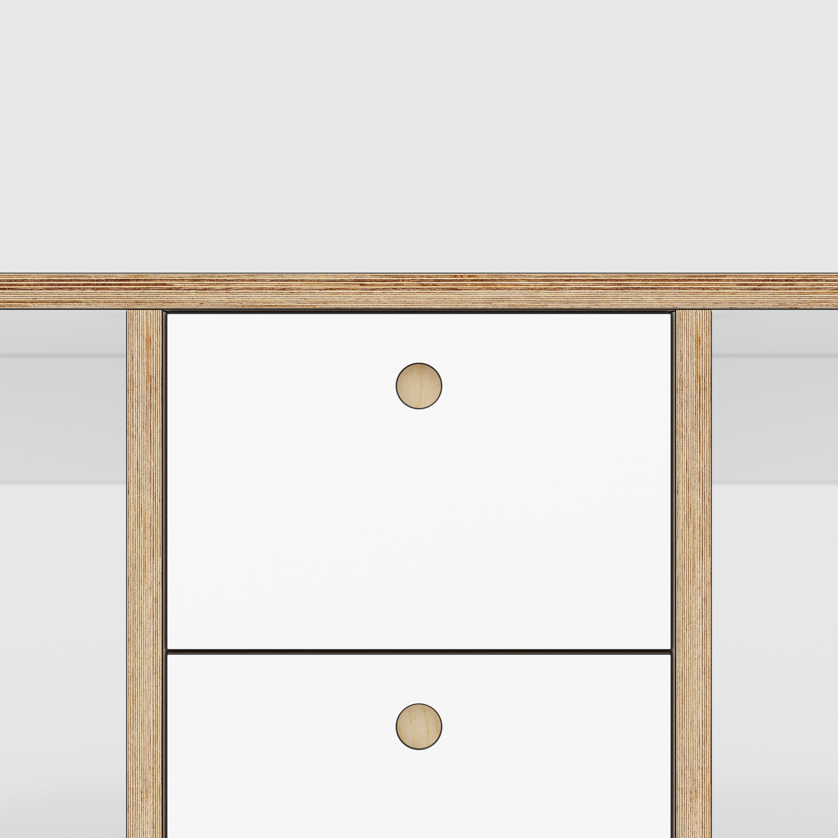 Plywood Desk with Storage Type 3 - Drawers - Formica White - 2000(w) x
