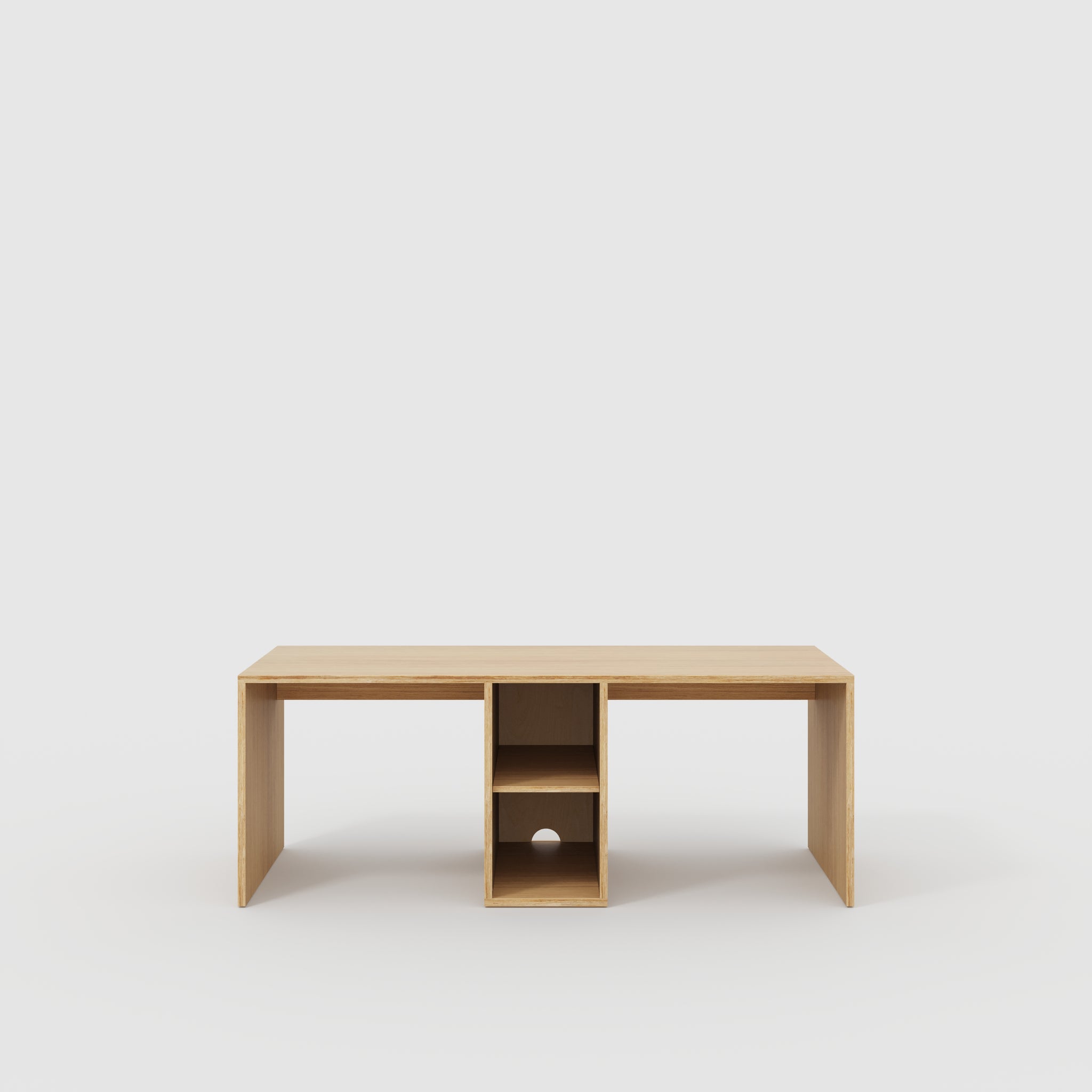 Plywood Desk with Storage Type 3 - Shelf - Plywood Oak - 2000(w) x 800