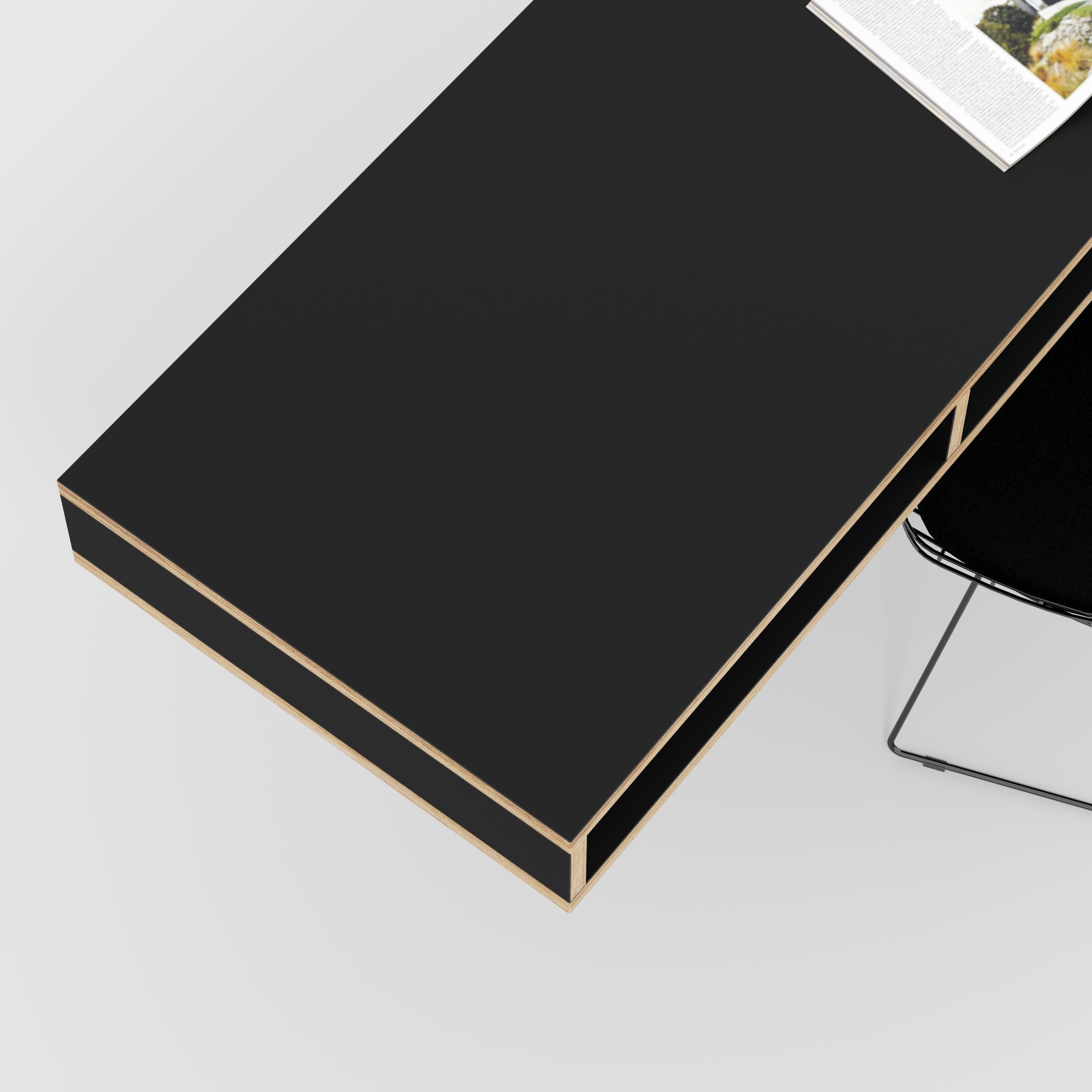 Plywood Desktop with Storage - Formica Diamond Black - 1800(w) x 600(d