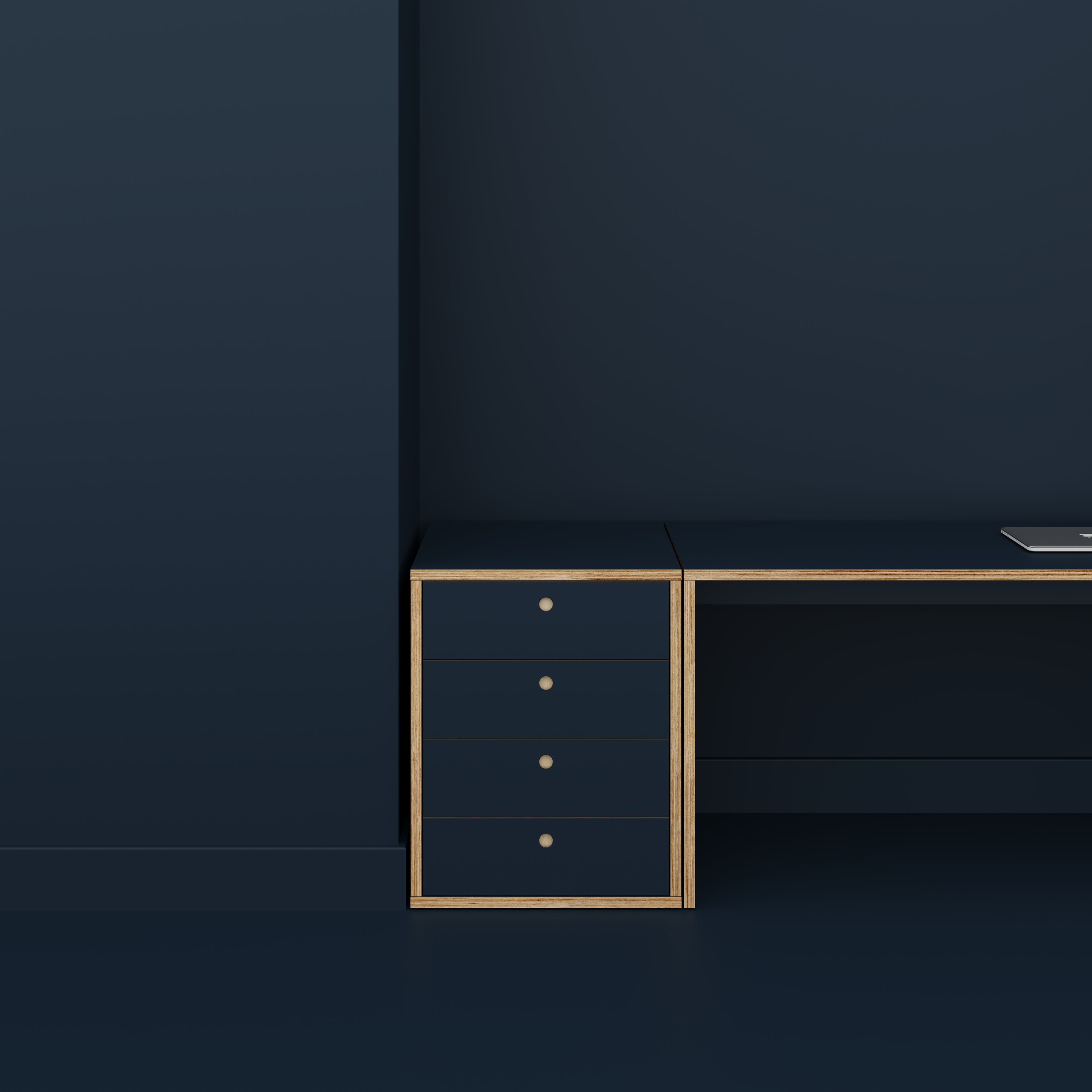 Plywood Drawer Unit - Formica Night Sea Blue - 600(w) x 600(d) x 750(h