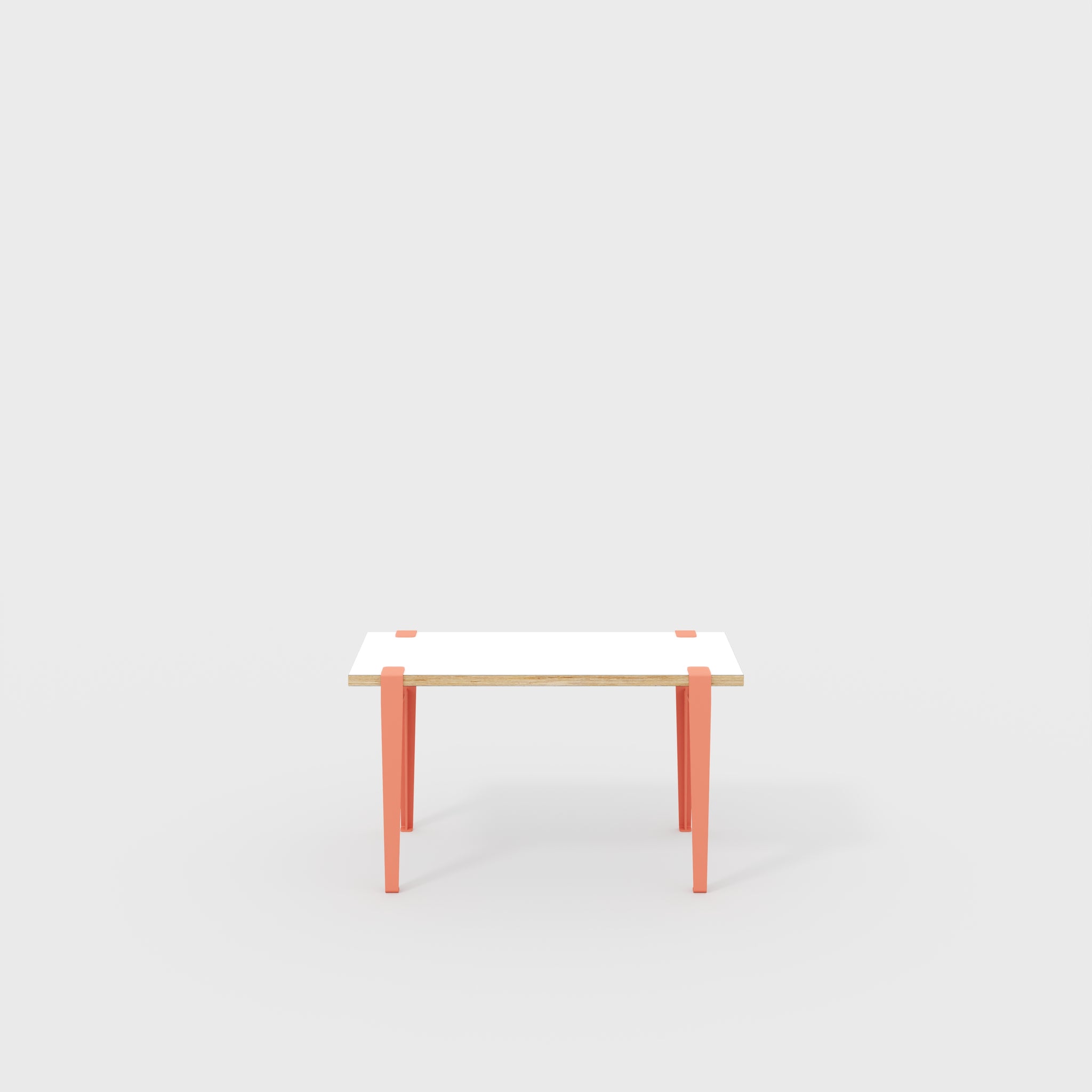 Plywood Kids Desk with Flamingo Pink Tiptoe Legs - Formica White - 800