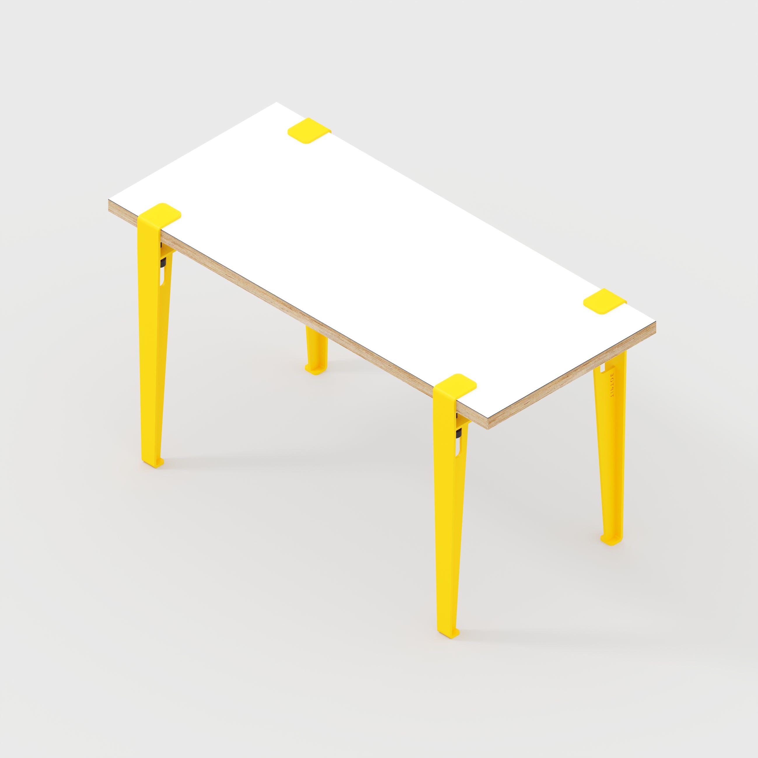 Plywood Kids Desk with Sun Yellow Tiptoe Legs - Formica White - 800(w)