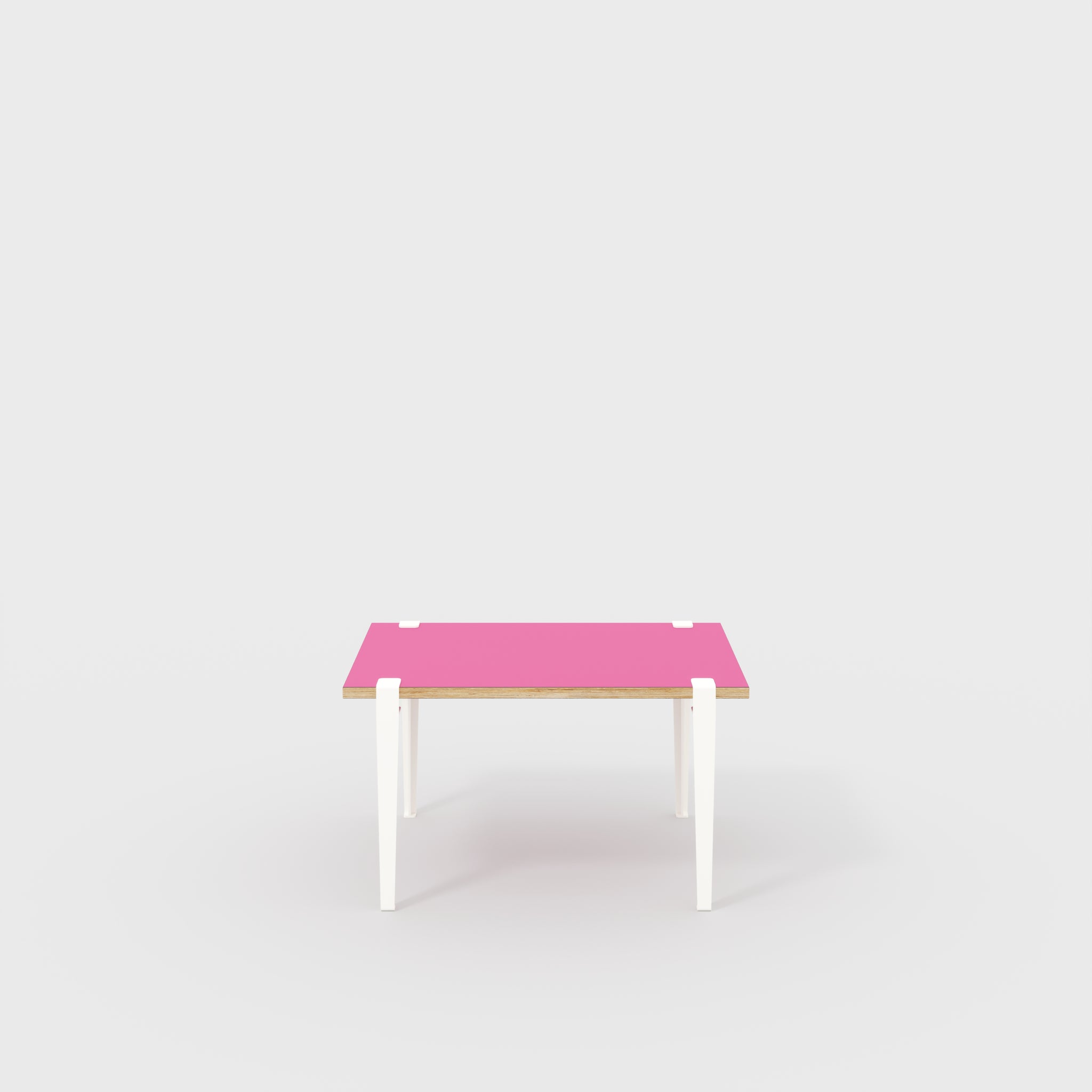 Plywood Kids Table with Cloud White Tiptoe Legs - Formica Juicy Pink