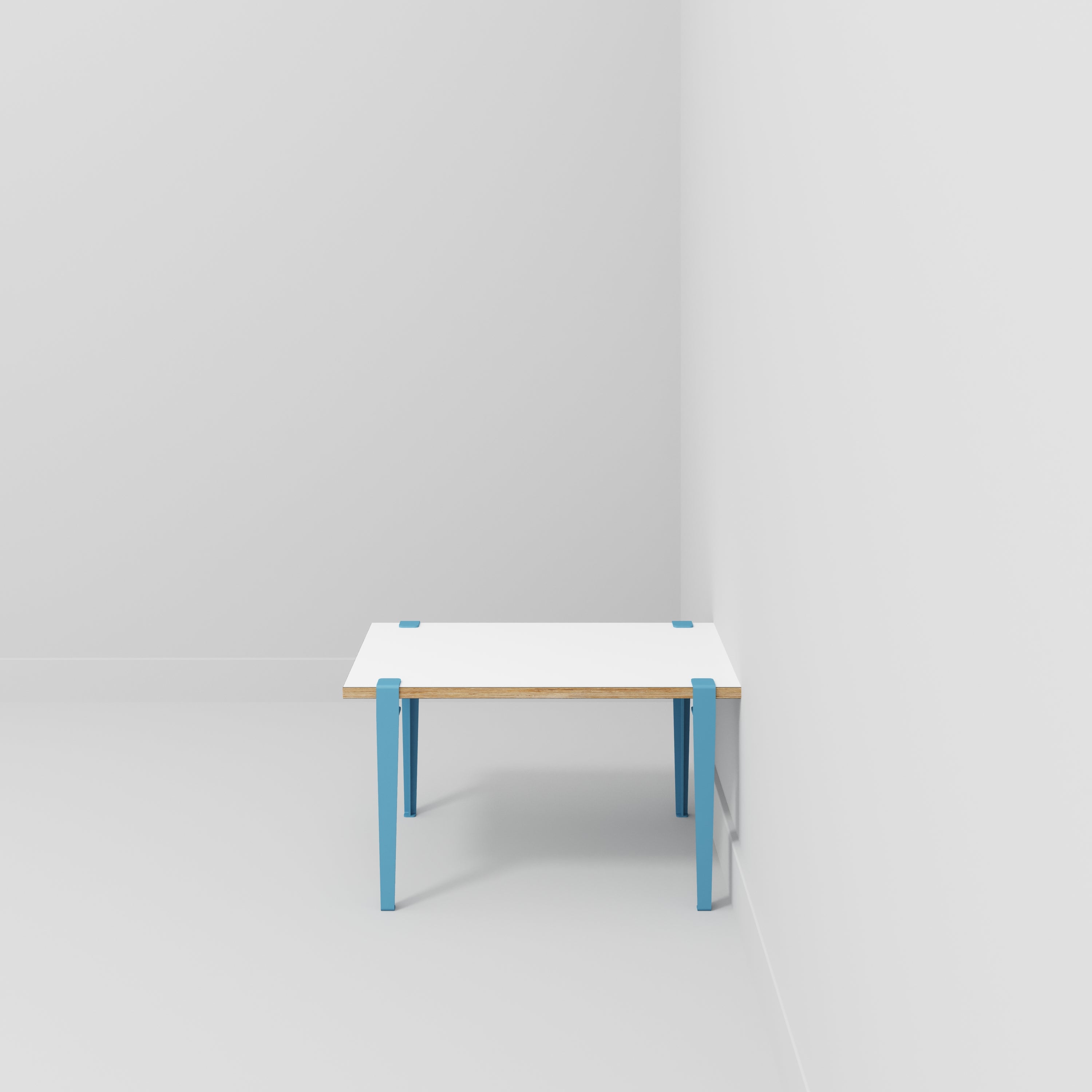 Plywood Kids Table with Whale Blue Tiptoe Legs - Formica White - 800(w
