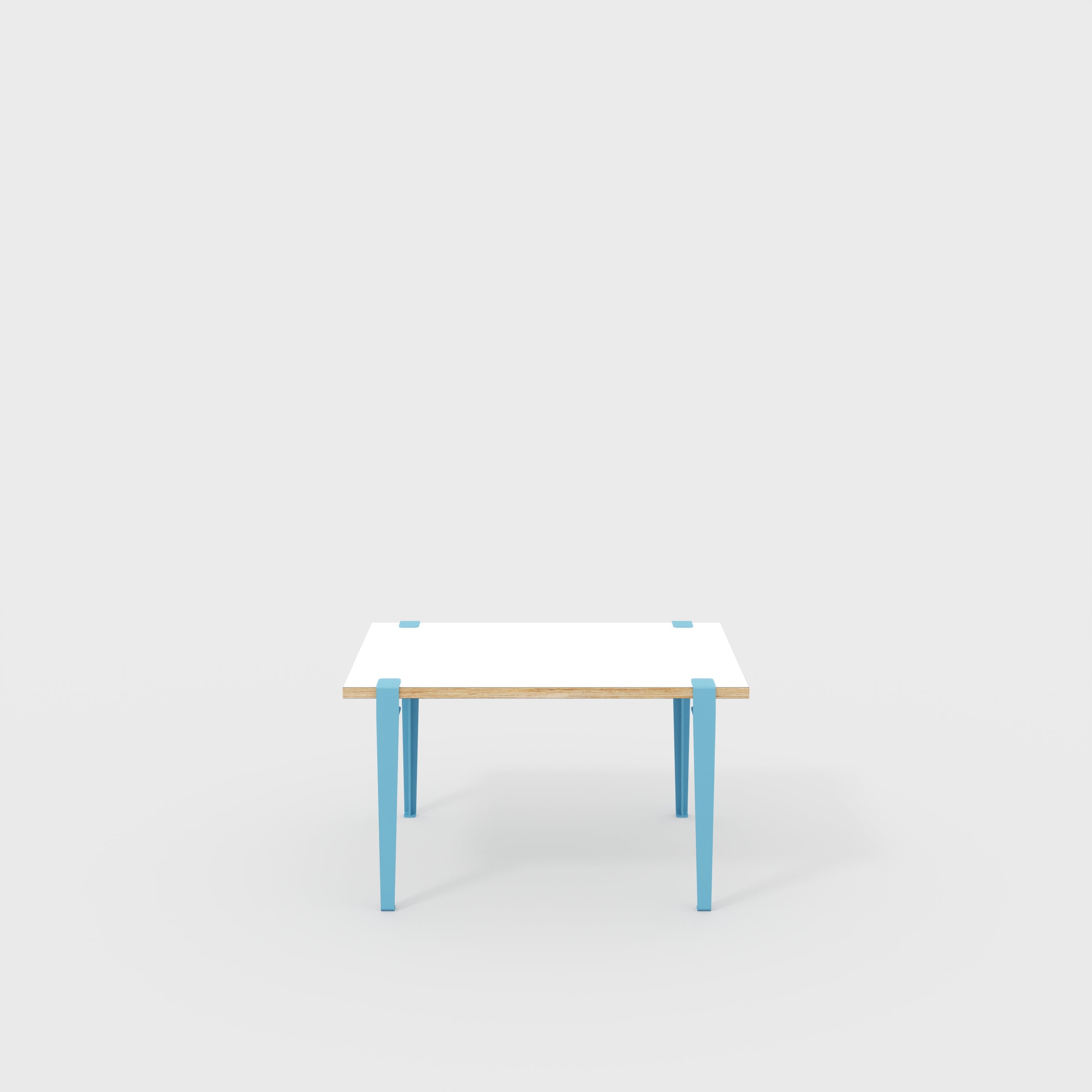 Plywood Kids Table with Whale Blue Tiptoe Legs - Formica White - 800(w