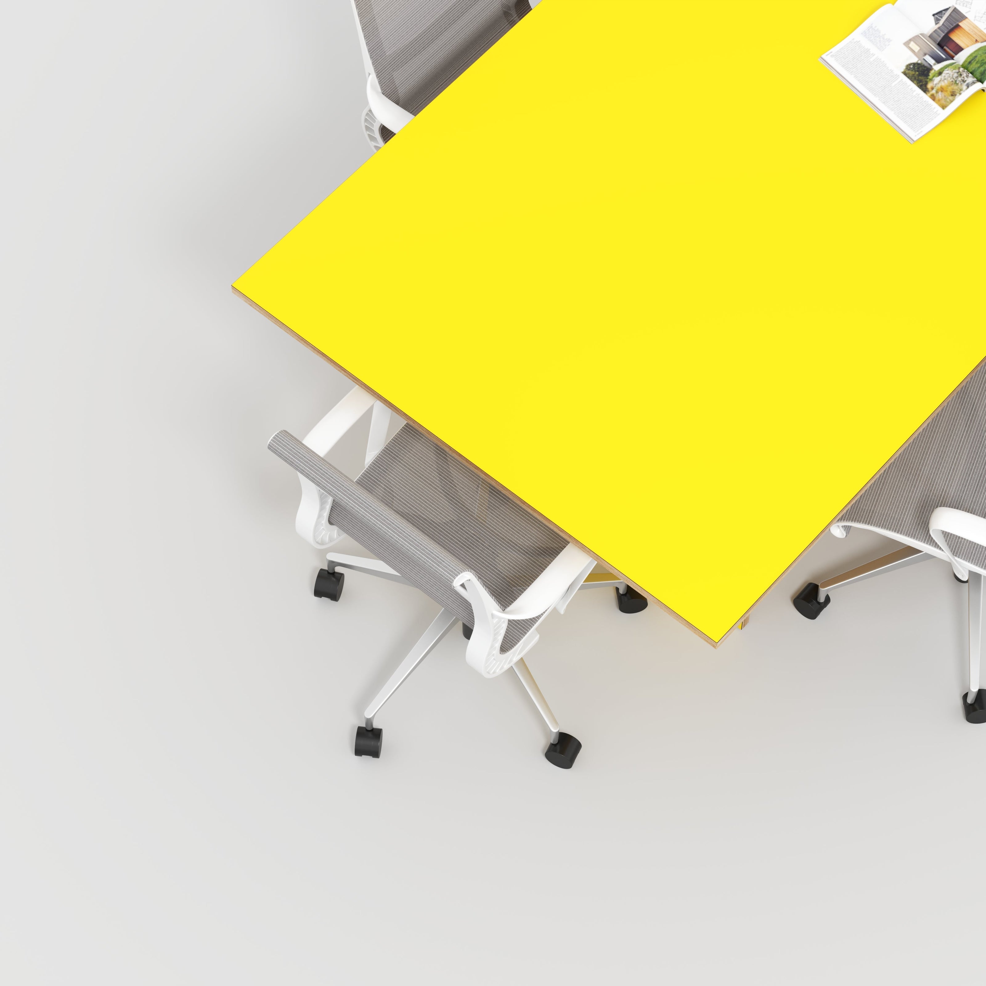Plywood Platform Table - Formica Chrome Yellow - 5600(w) x 1000(d) x 7
