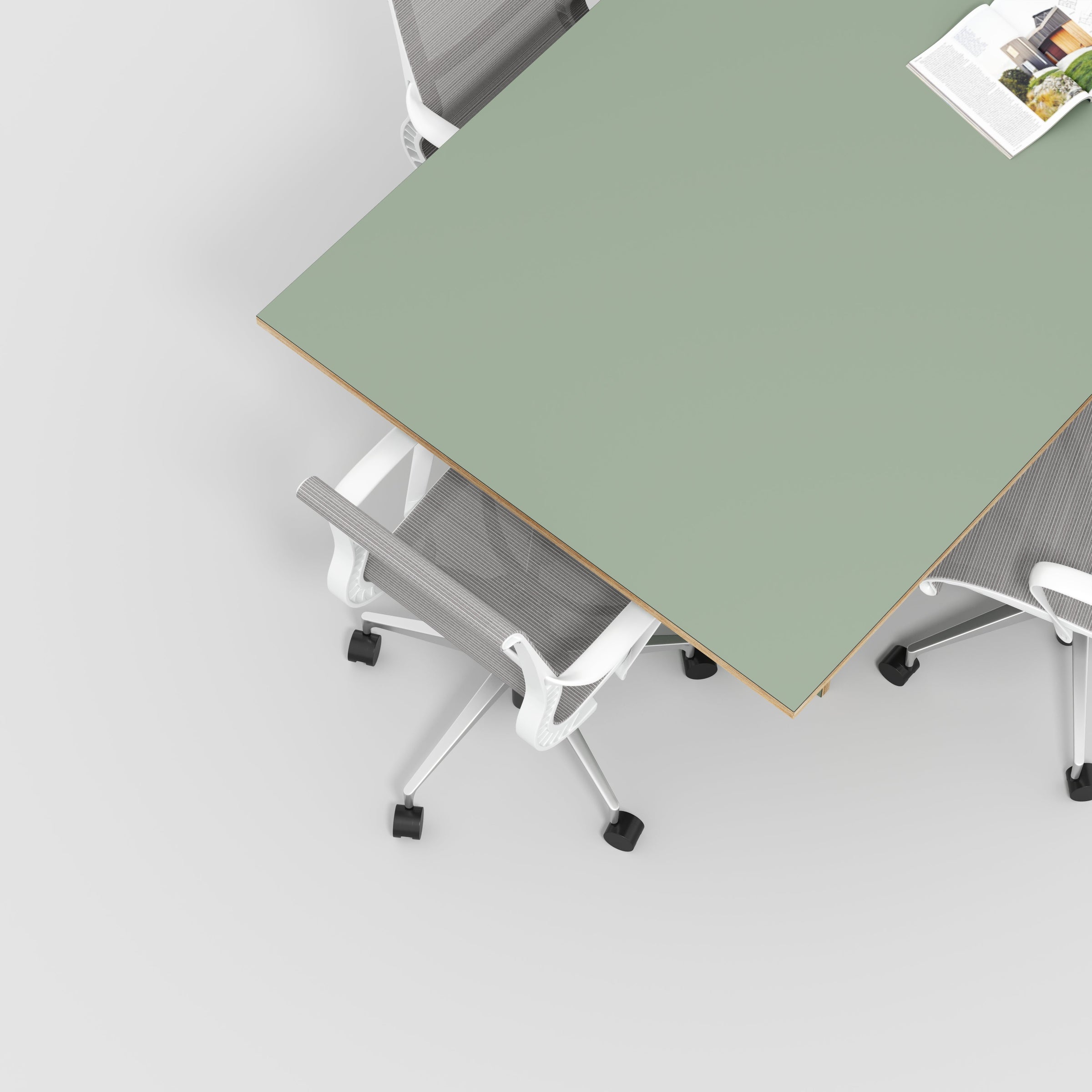 Plywood Platform Table - Formica Green Slate - 4000(w) x 1000(d) x 750