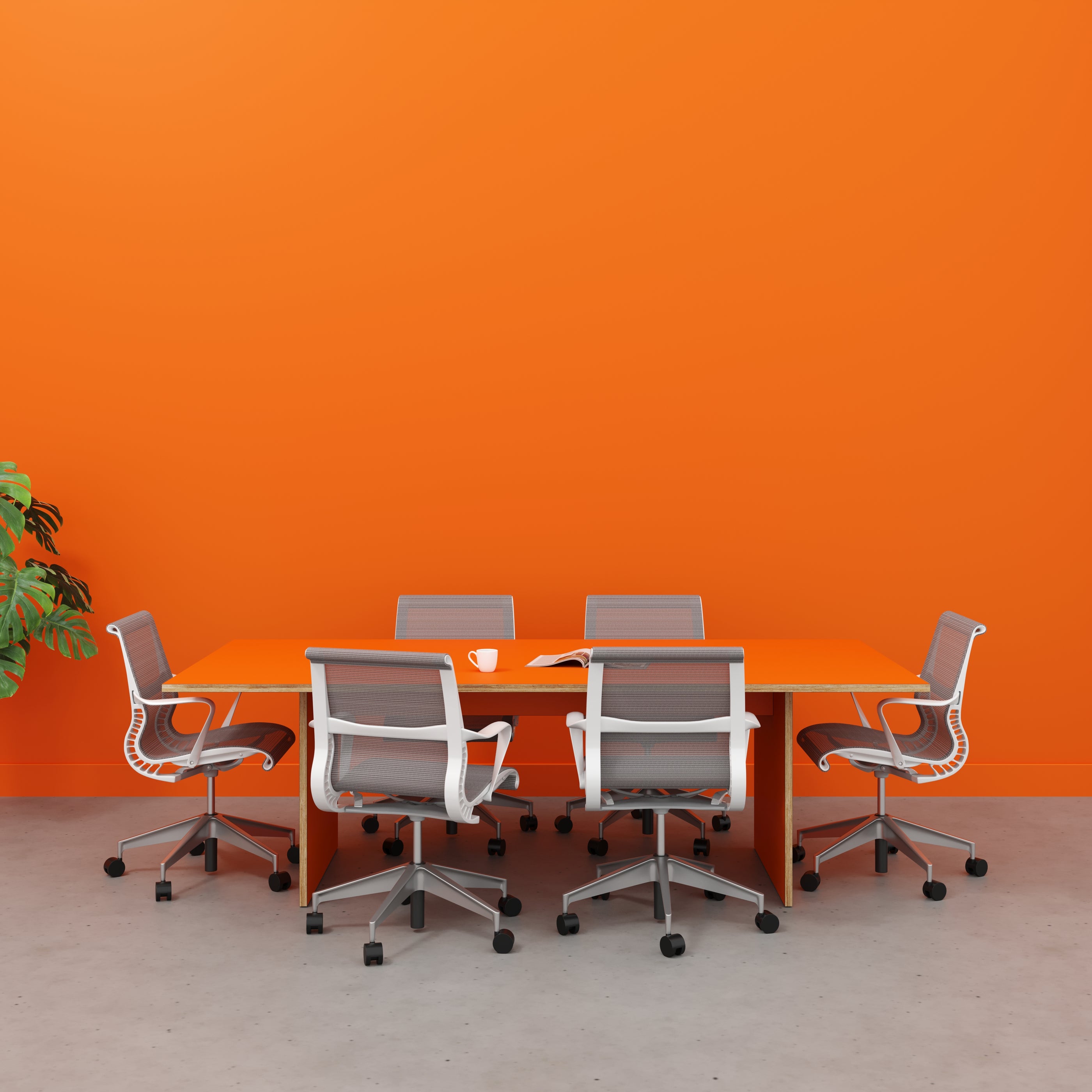 Plywood Platform Table - Formica Levante Orange - 2400(w) x 1200(d) x