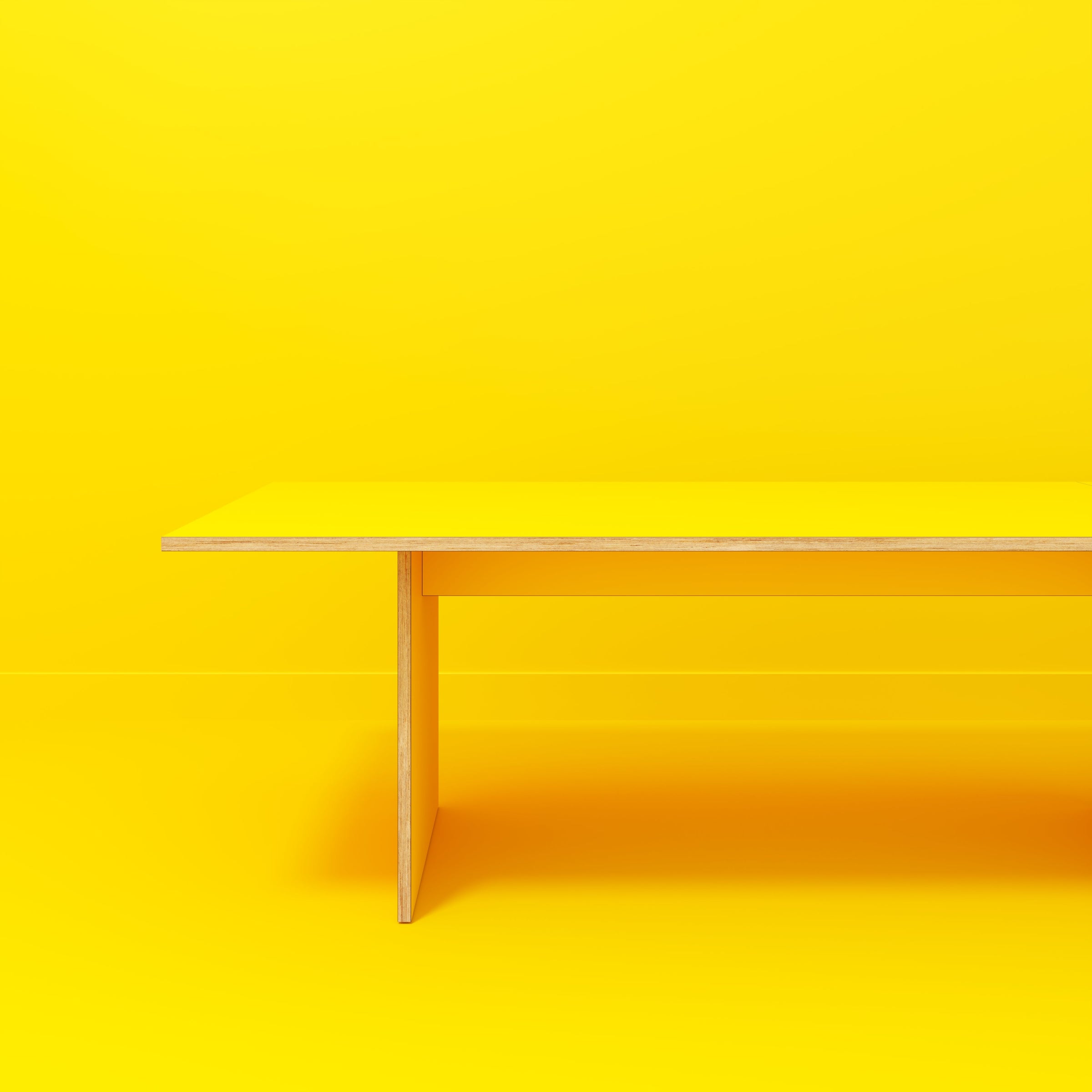 Plywood Platform Table - Formica Chrome Yellow - 5600(w) x 1000(d) x 7