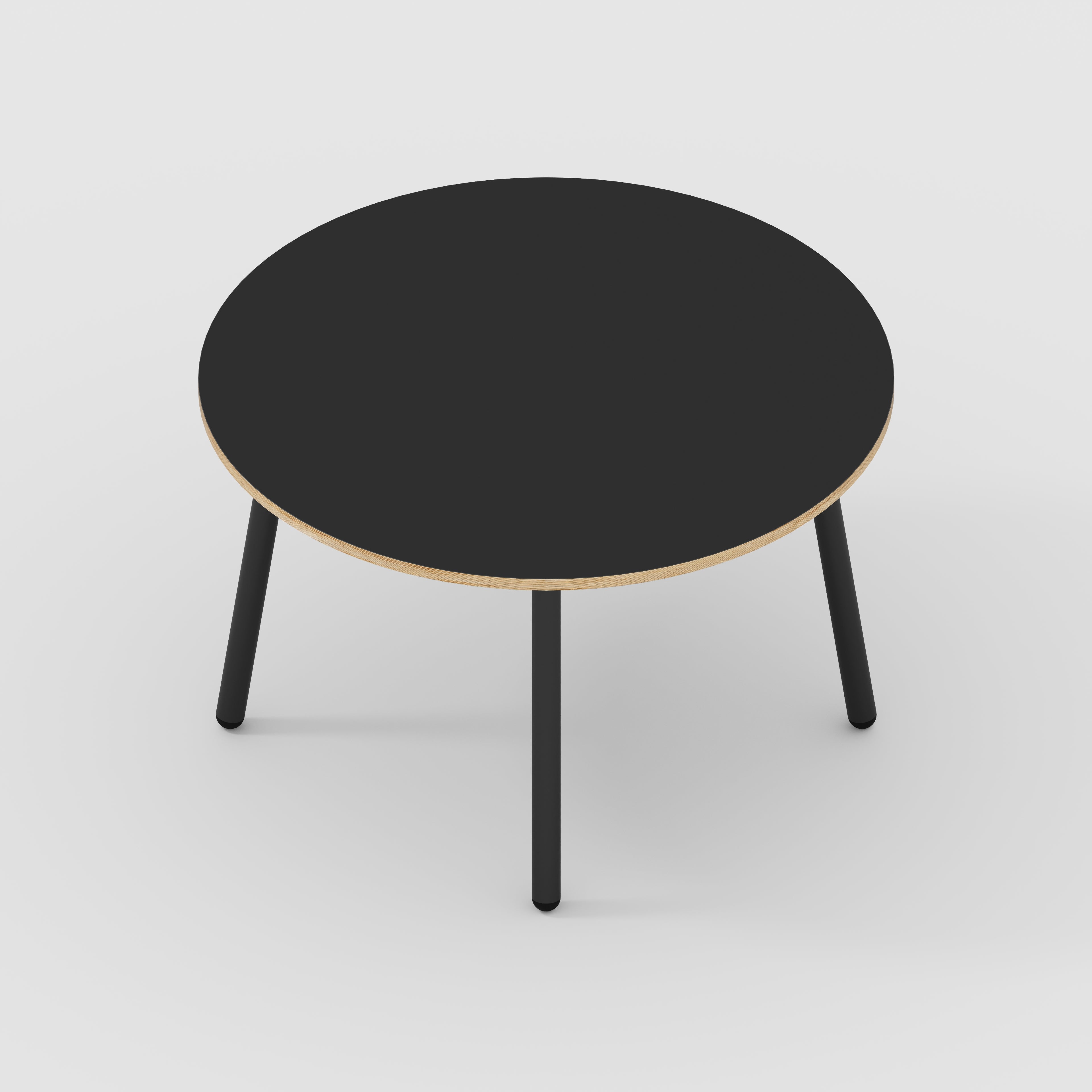 Round Table with Black Round Single Pin Legs - Formica Diamond Black ...