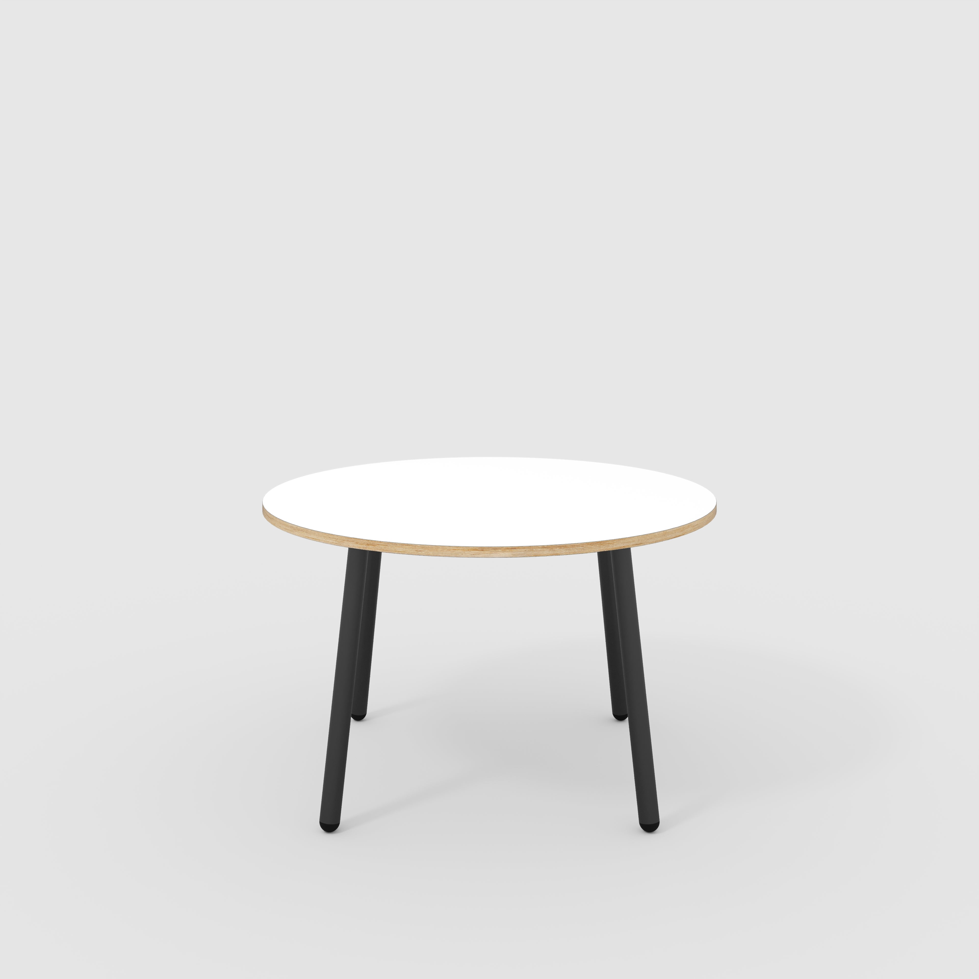 Round Table with Black Round Single Pin Legs - Formica White - 1200(di ...